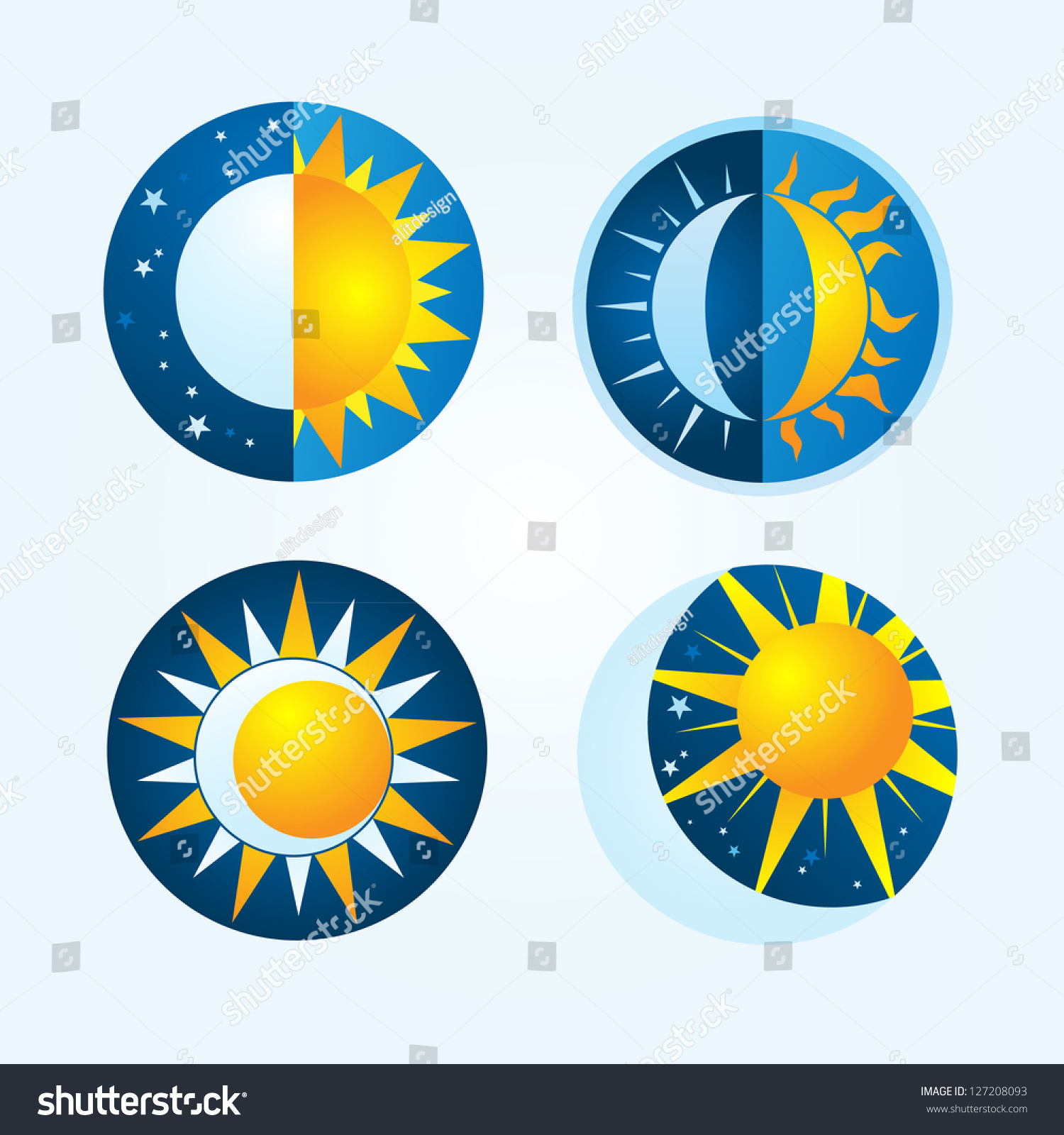 Sun And Moon Stock Vector 127208093 : Shutterstock