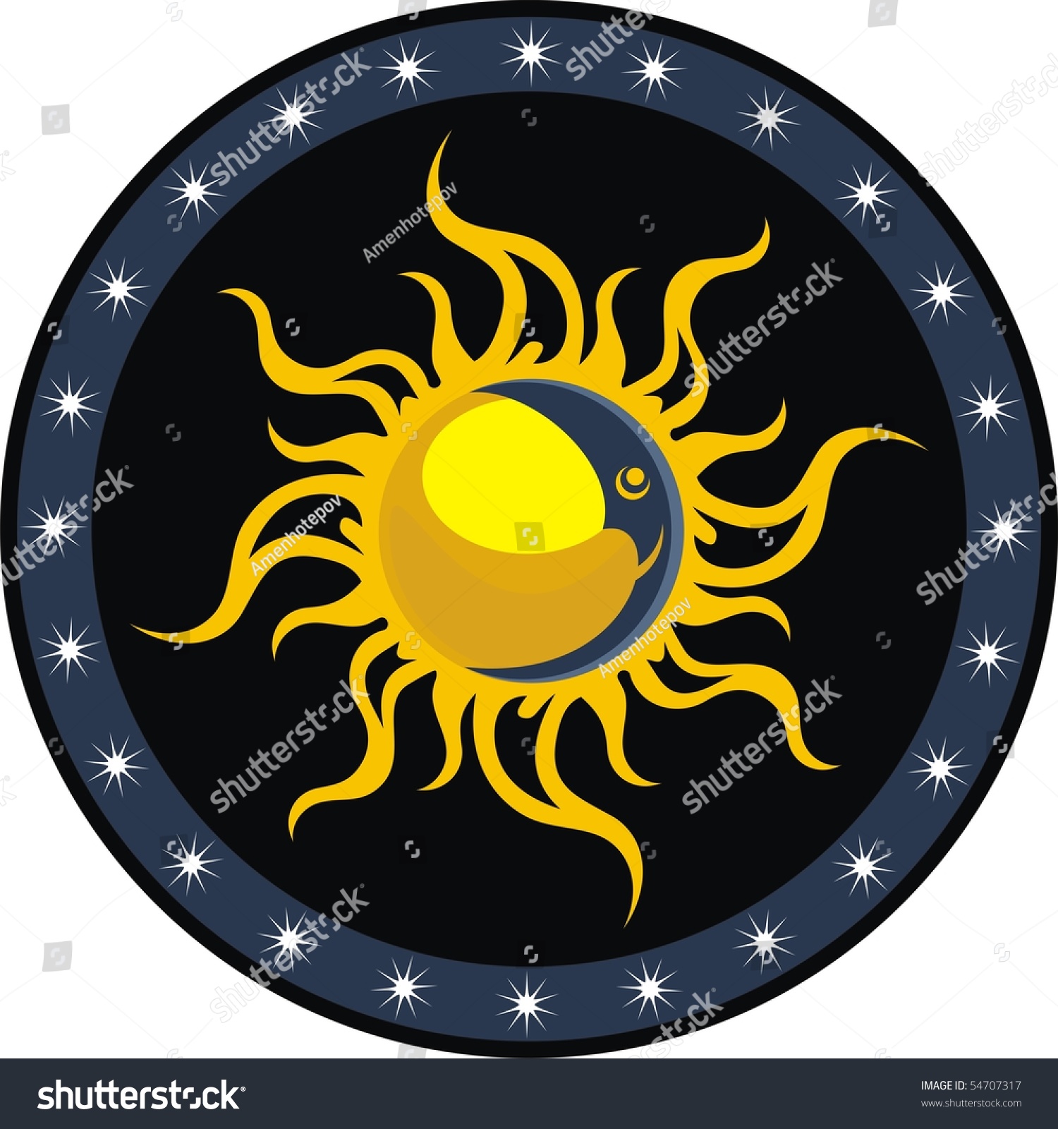 Sun And Moon Stock Vector Illustration 54707317 : Shutterstock