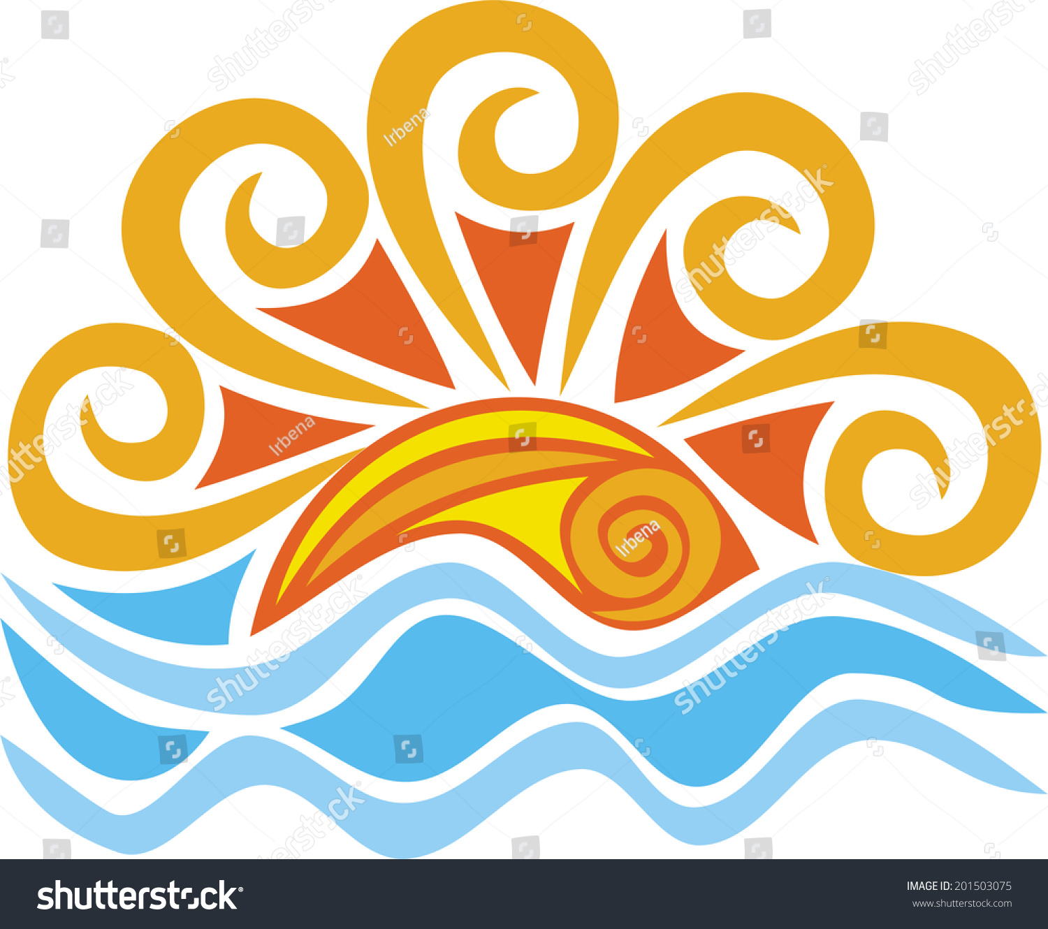 Sun Sea Vector Illustration Stock Vector (Royalty Free) 201503075 ...