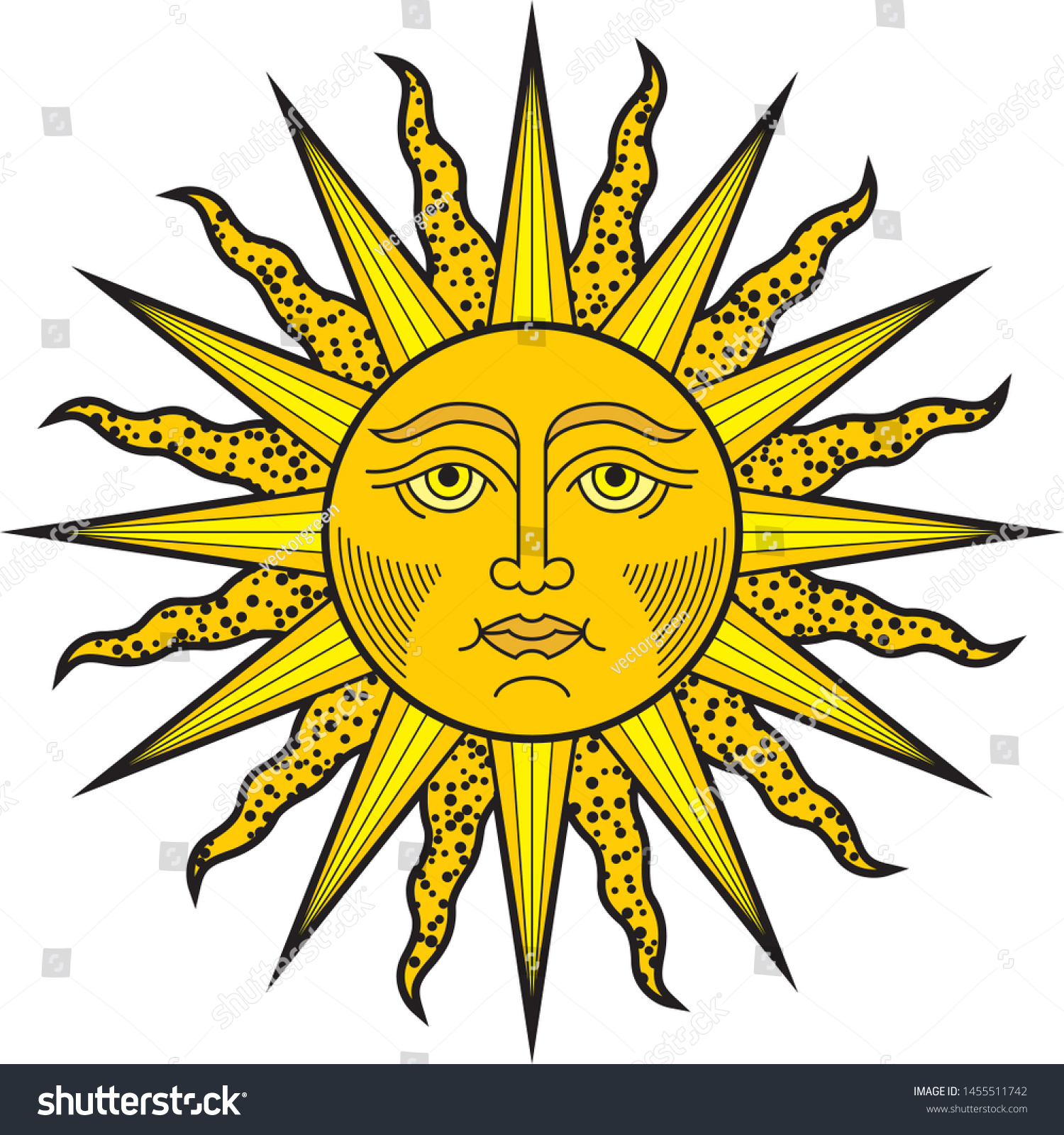 Sun Face Heraldic Symbol Vector Stock Vector (Royalty Free) 1455511742