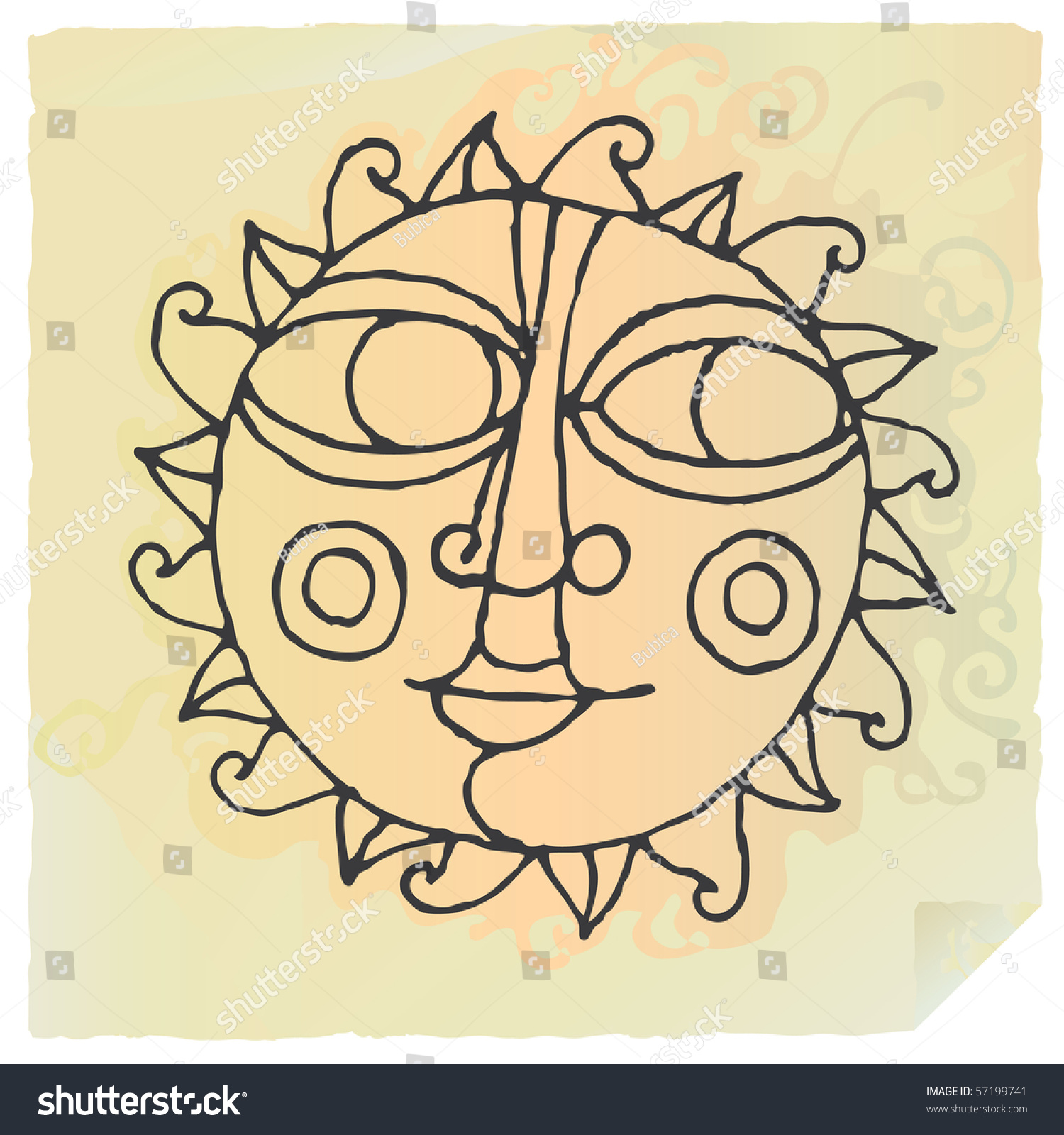 Sun Face Letter Paper Stock Vector (Royalty Free) 57199741