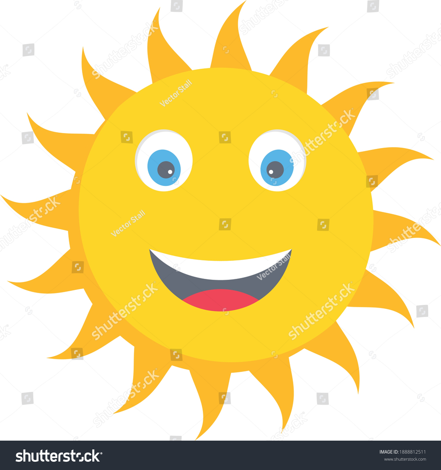 Sun Face Vector Flat Colour Icon Stock Vector (Royalty Free) 1888812511 ...