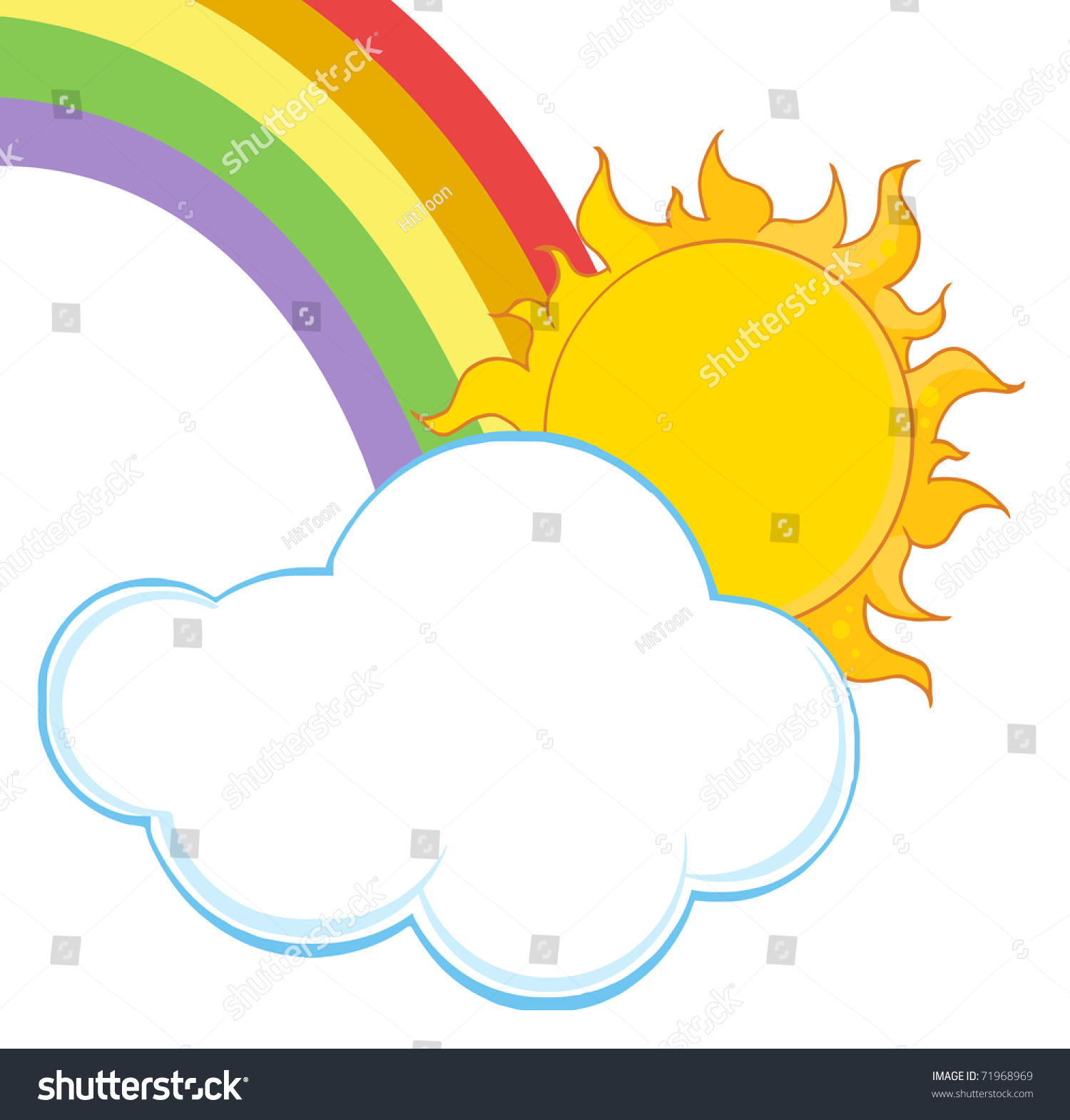 Sun Hiding Behind Cloud Rainbow Stock Vector 71968969 - Shutterstock