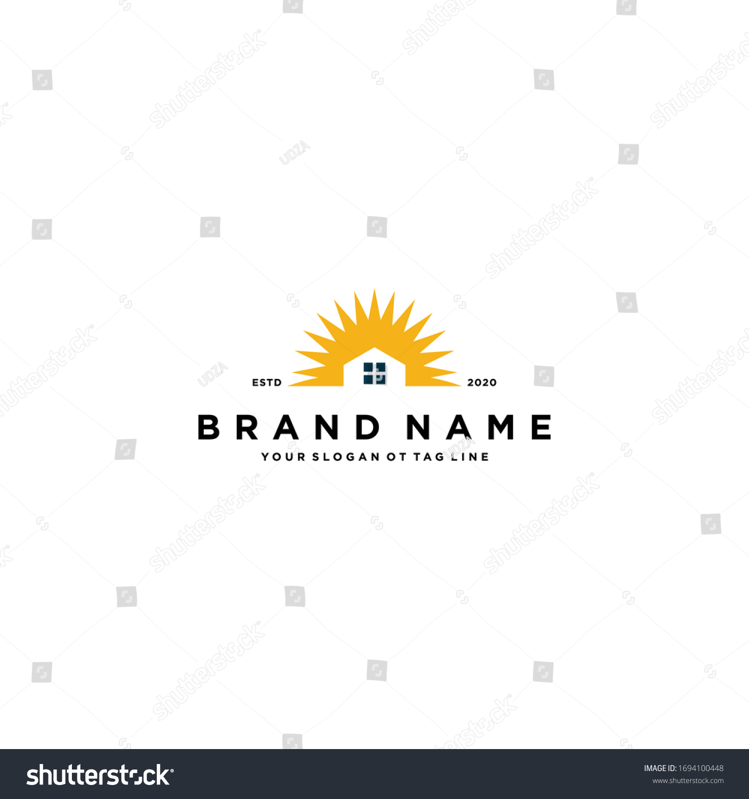 Sun House Logo Design Vector Template Stock Vector (Royalty Free ...