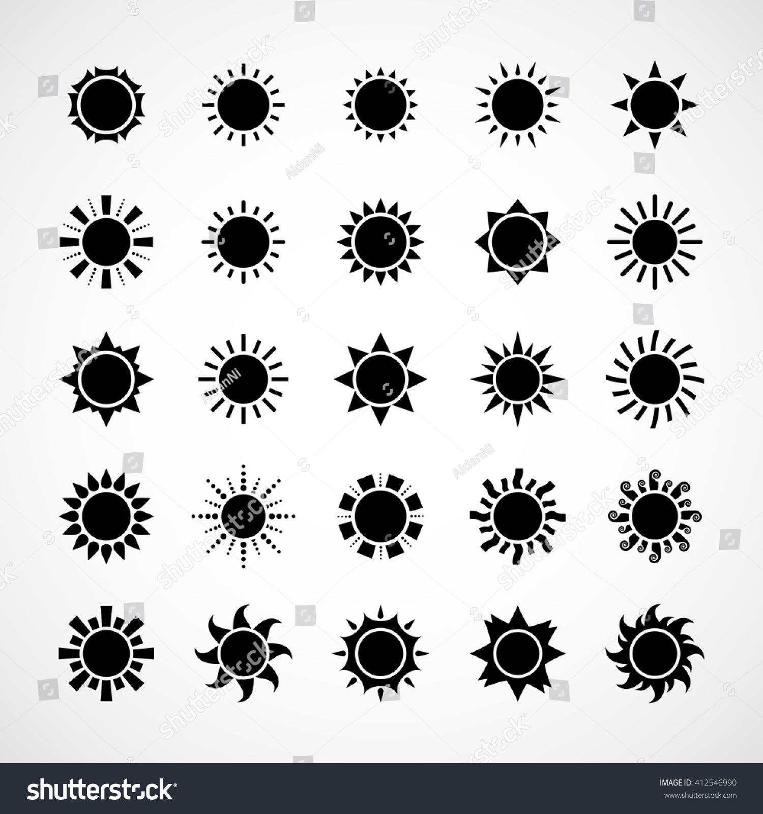 Sun Icon Setvector Black Sun Icon Stock Vector (Royalty Free) 412546990