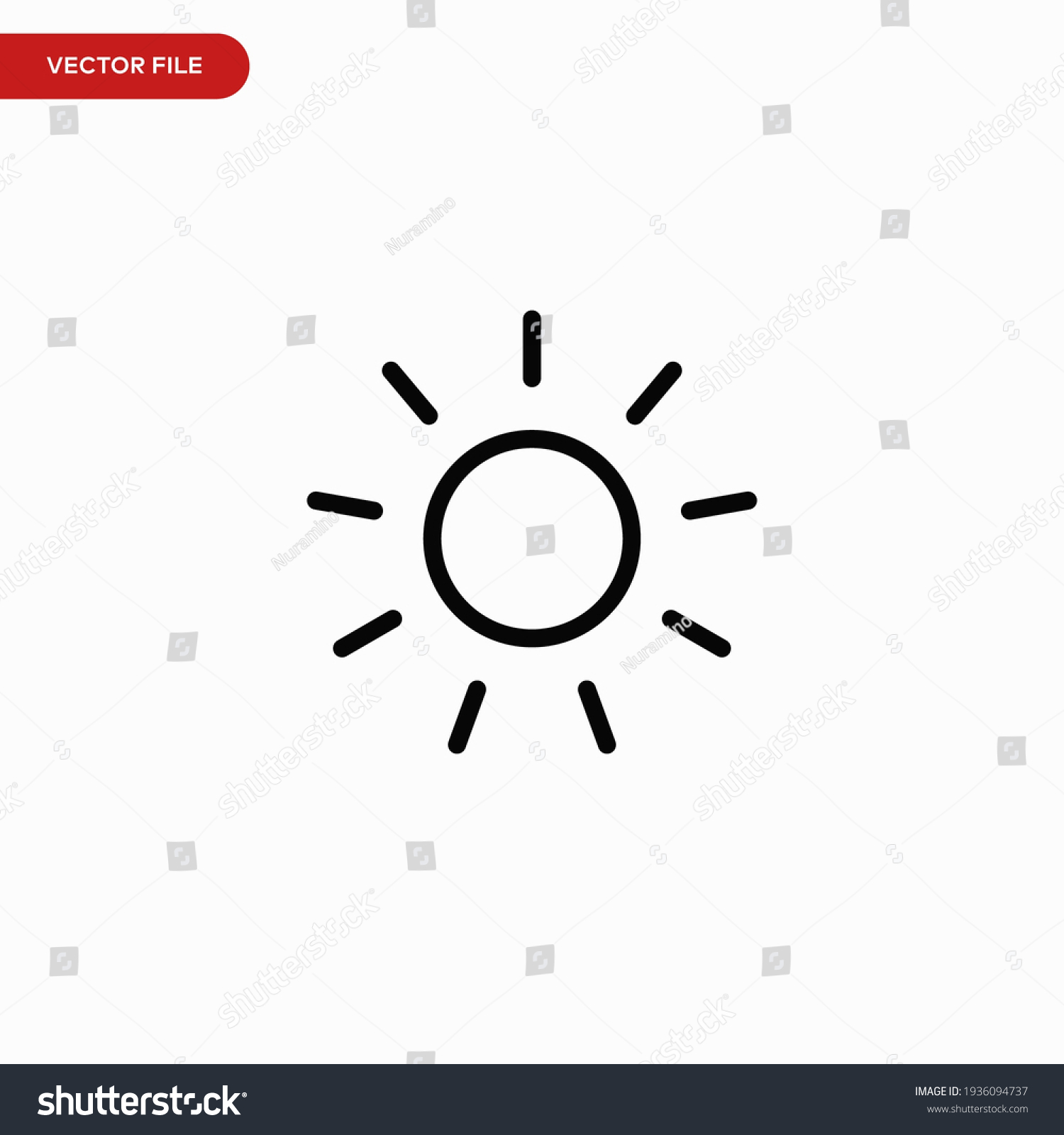 Sun Icon Vector Simple Brightness Sign Stock Vector (Royalty Free ...