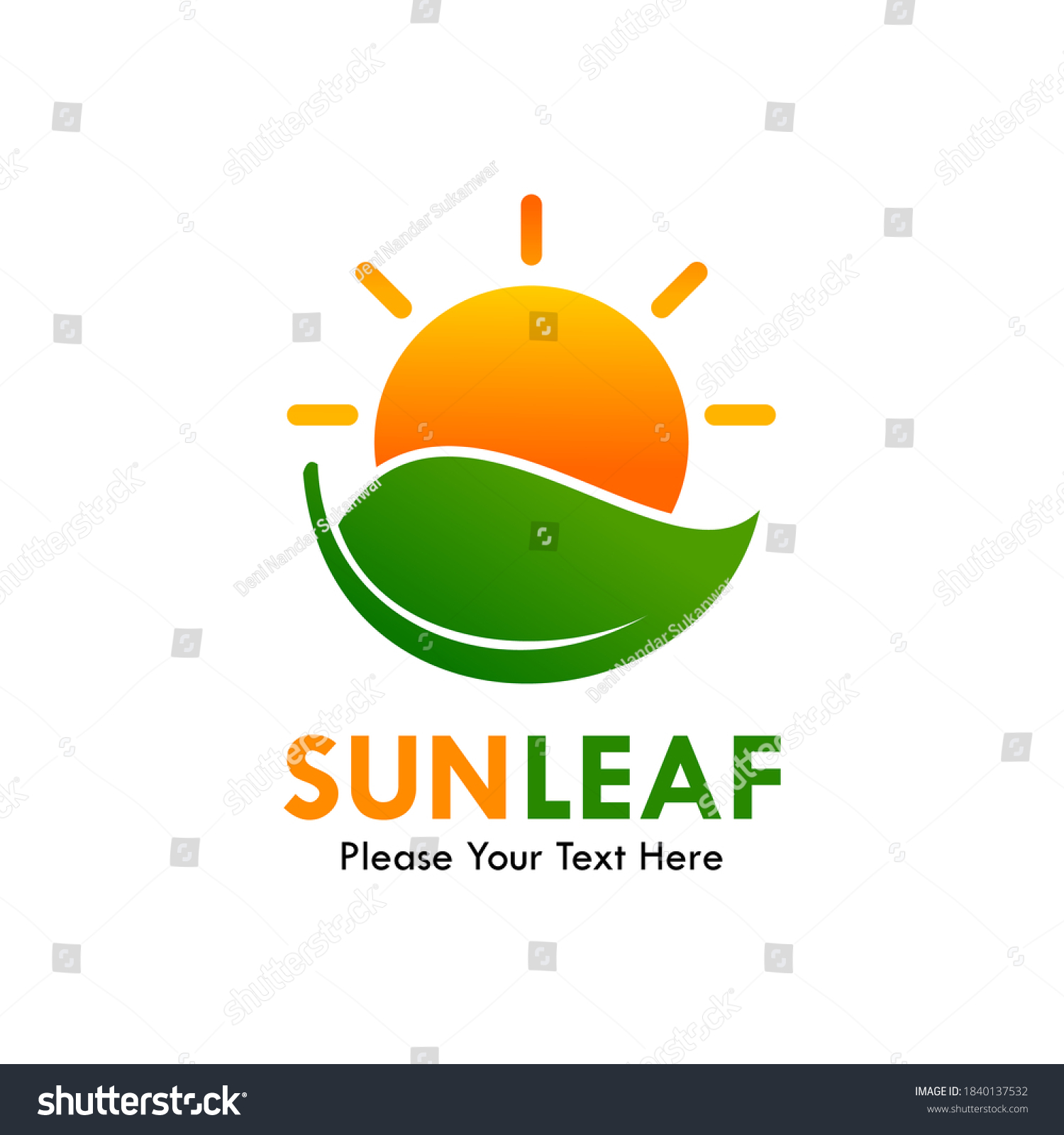 Sun Leaf Logo Template Illustration Stock Vector (Royalty Free ...