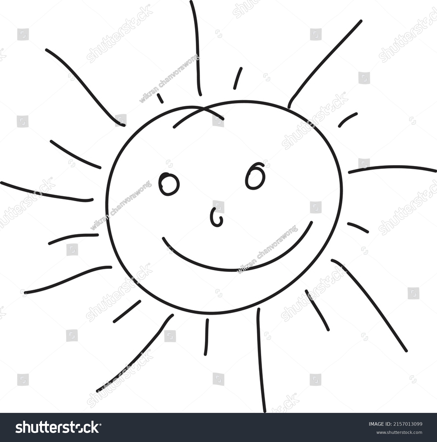 Sun Line Drawing Vector Illustration Stock Vector (Royalty Free ...