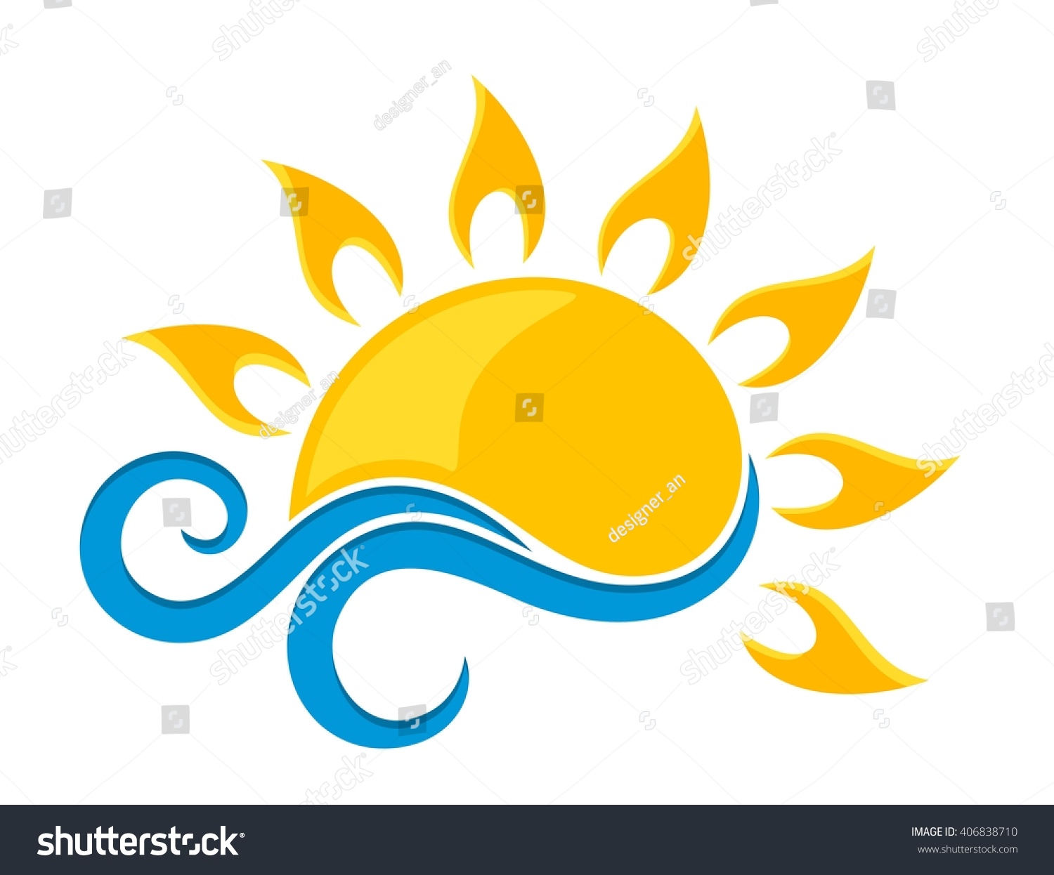 logo del sol con una ola: vector de stock (libre de regalías) 406838710