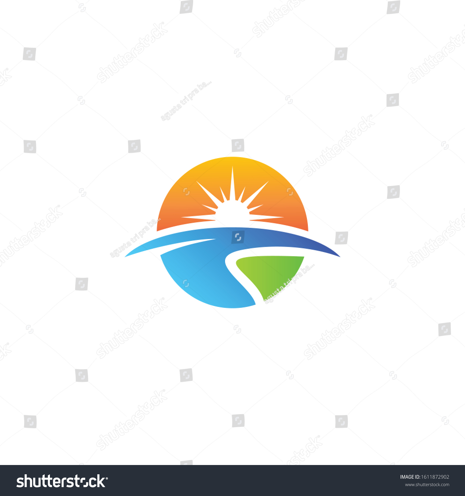 Sun Logo Blue Wave Vector Stock Vector (Royalty Free) 1611872902 ...