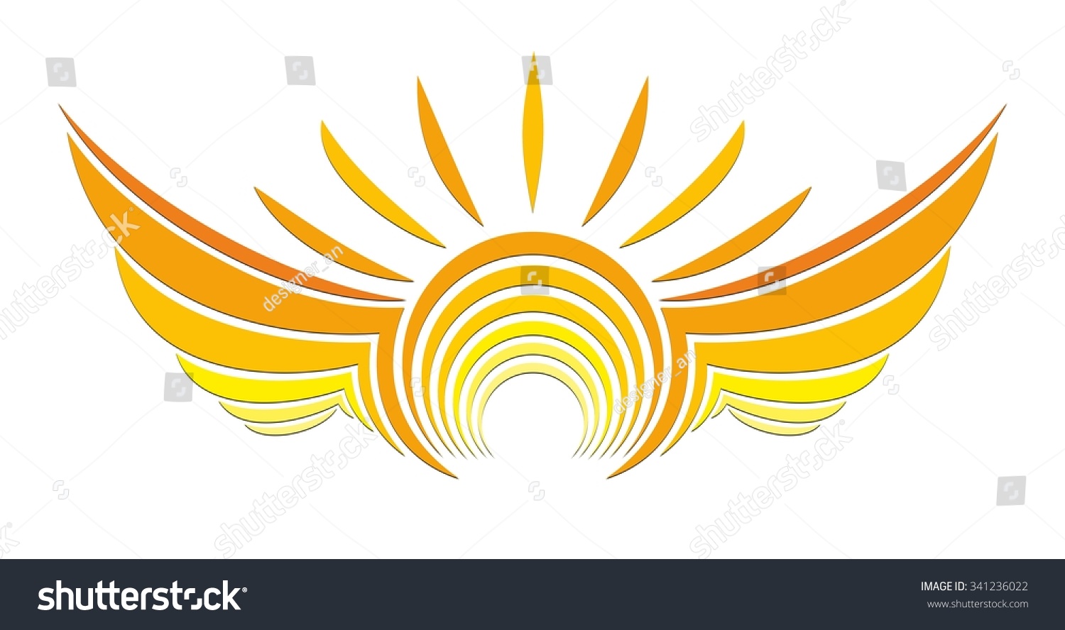 Sun Logo Wings Stock Vector (Royalty Free) 341236022 - Shutterstock