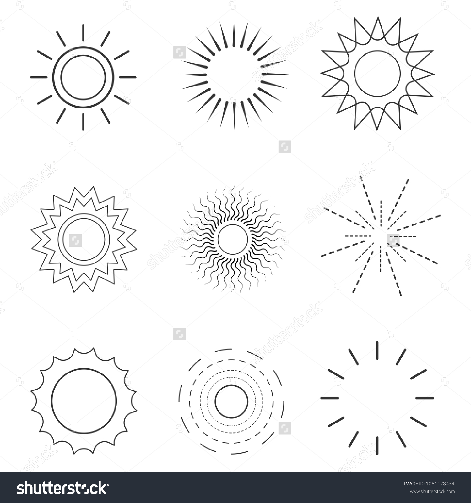 Sun Minimal Icon Set Vector Illustration Stock Vector (Royalty Free ...