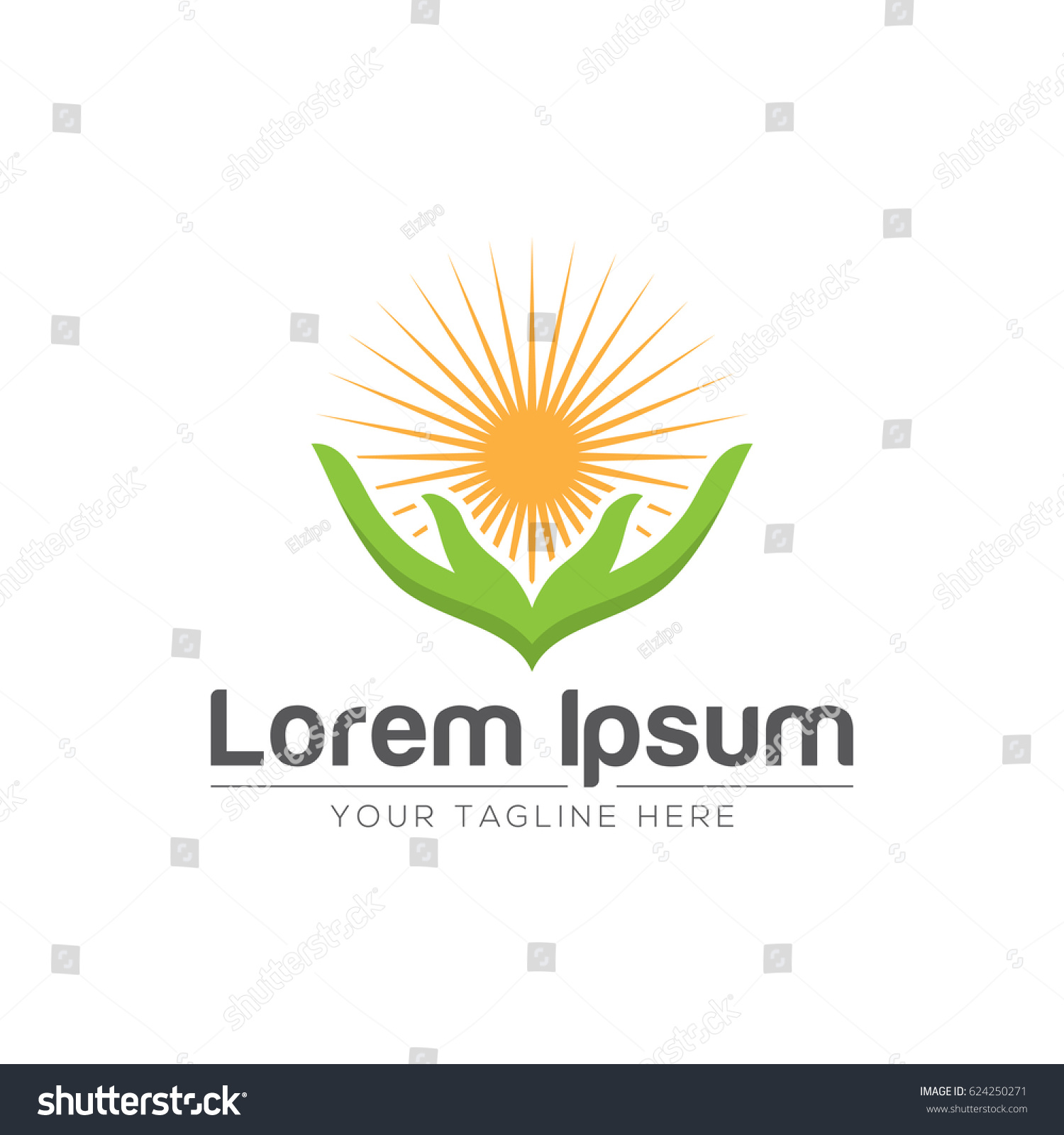 Sun On Hand Logo Stock Vector (Royalty Free) 624250271