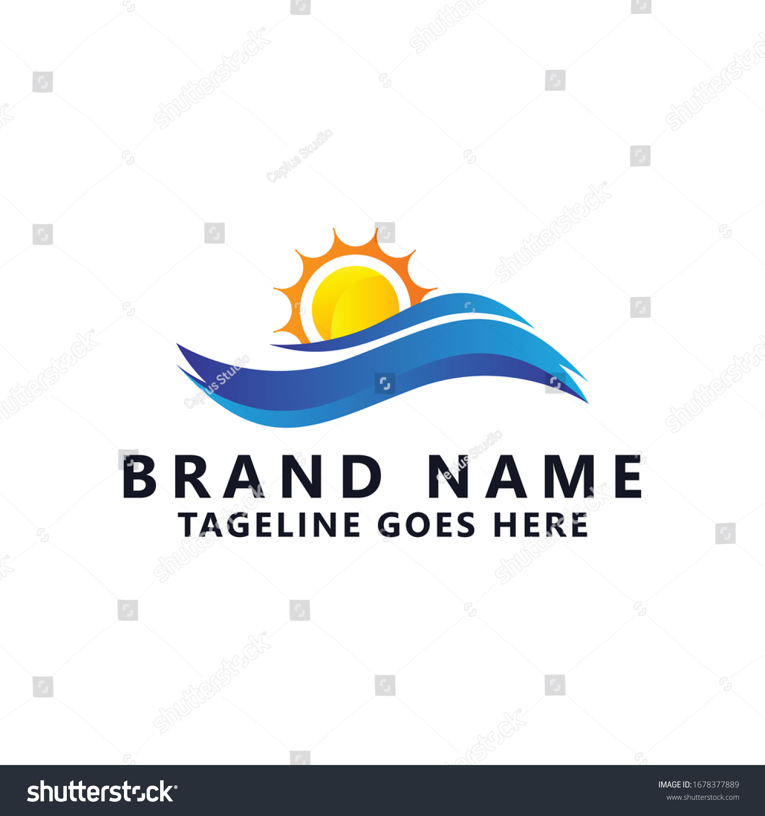 Sun Over Wave Logo Design Template Stock Vector (Royalty Free ...