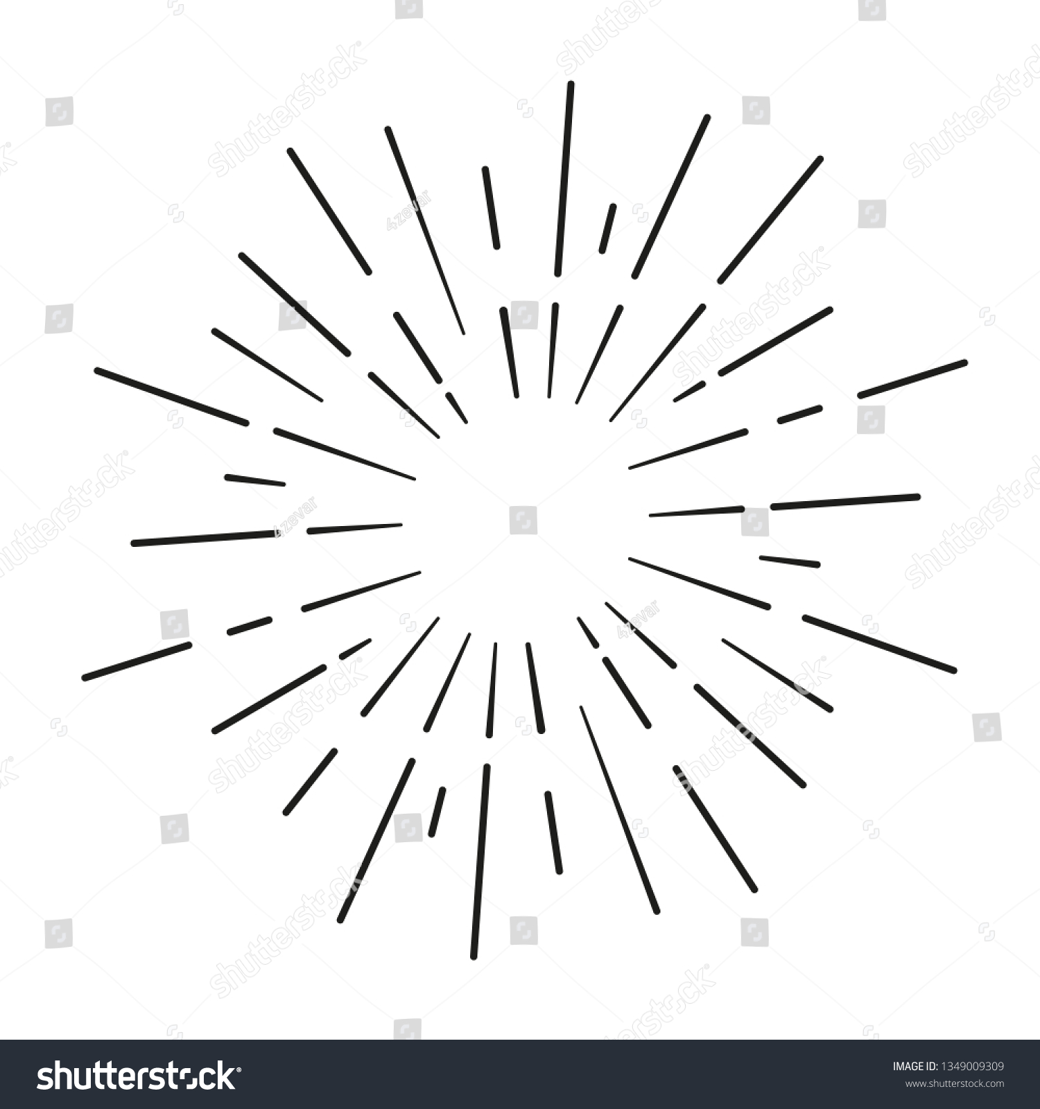 Sun Rays Hand Drawn Linear Drawing Stock Vector (Royalty Free) 1349009309