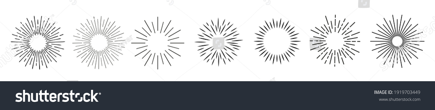 Sun Rays Hand Drawn Linear Drawing Stock Vector (Royalty Free) 1919703449