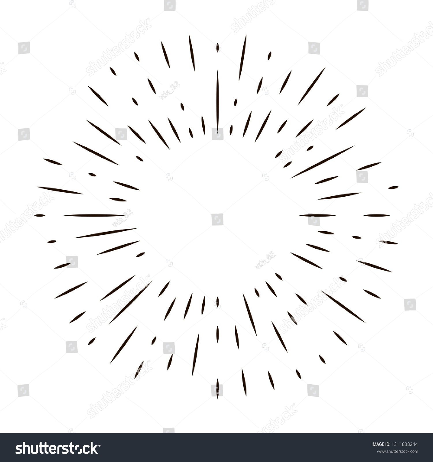 Sun Rays Linear Drawing Isolated Burst Stock Vector (Royalty Free ...