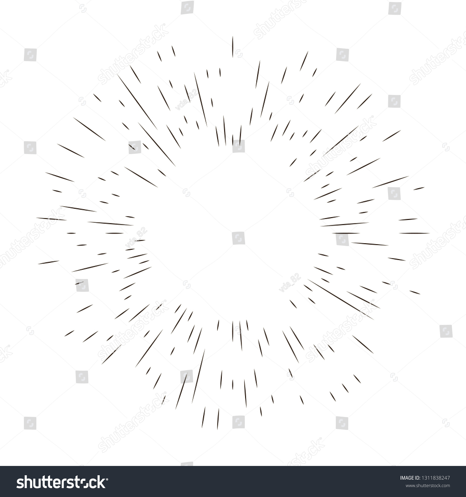 Sun Rays Linear Drawing Isolated Burst Stock Vector (Royalty Free ...