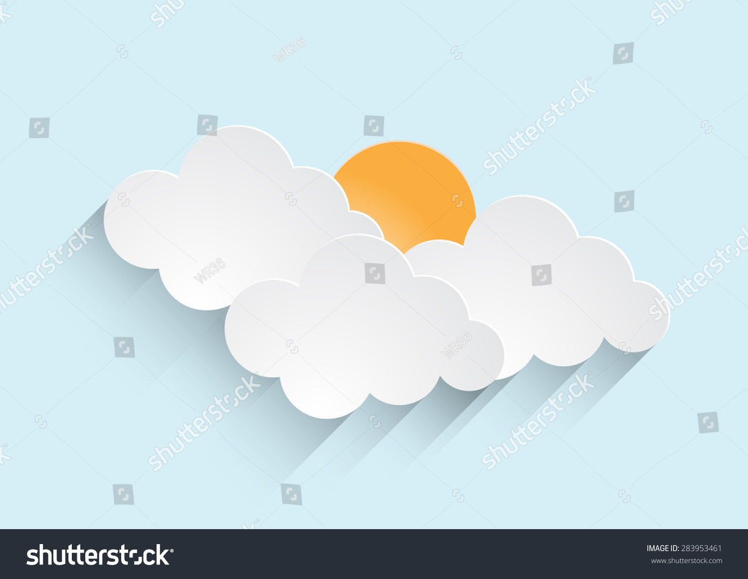 Sun Rising Clouds Background Vector Stock Vector (Royalty Free ...
