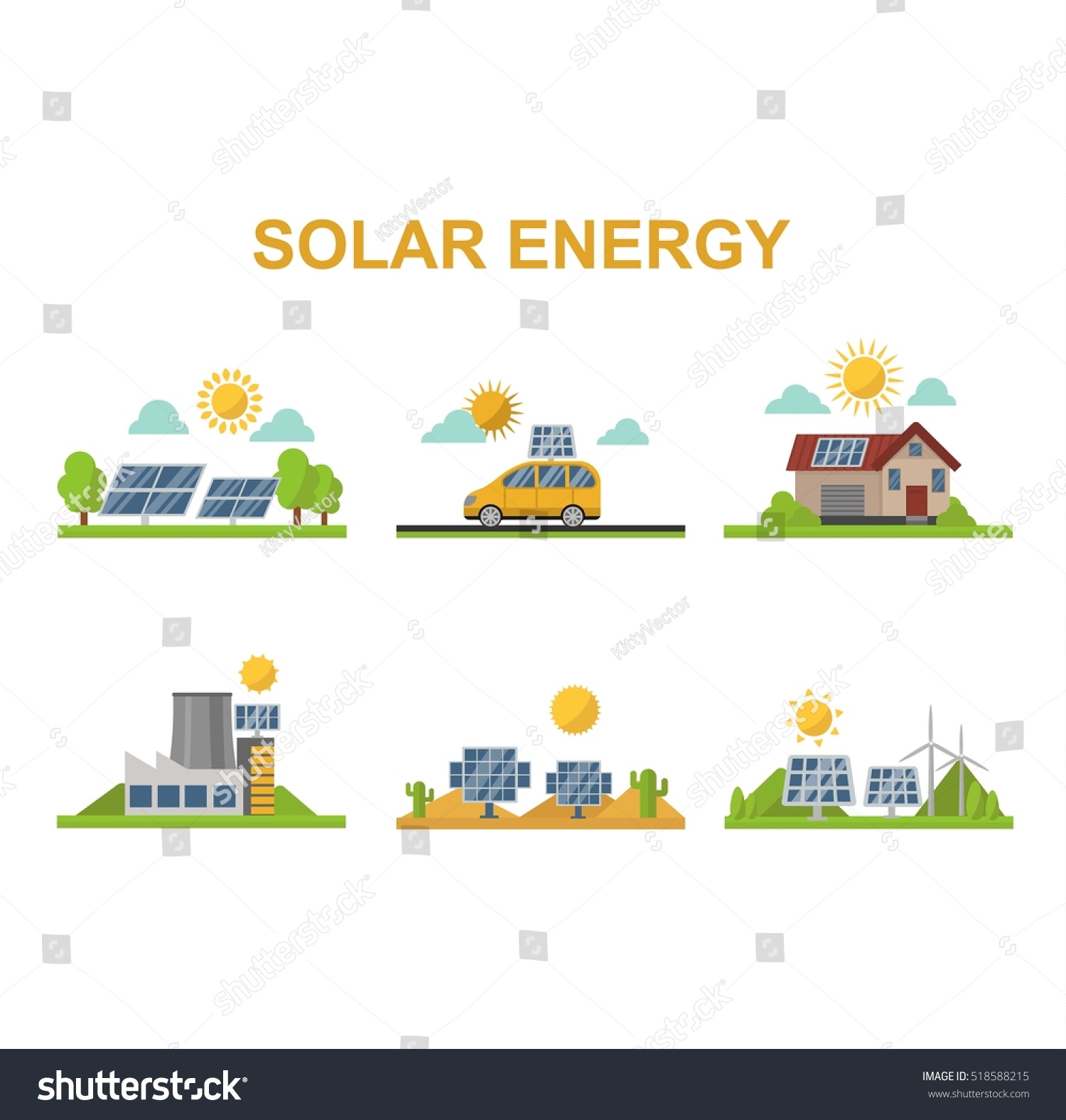 Sun Solar Energy Vector Set Stock Vector (Royalty Free) 518588215