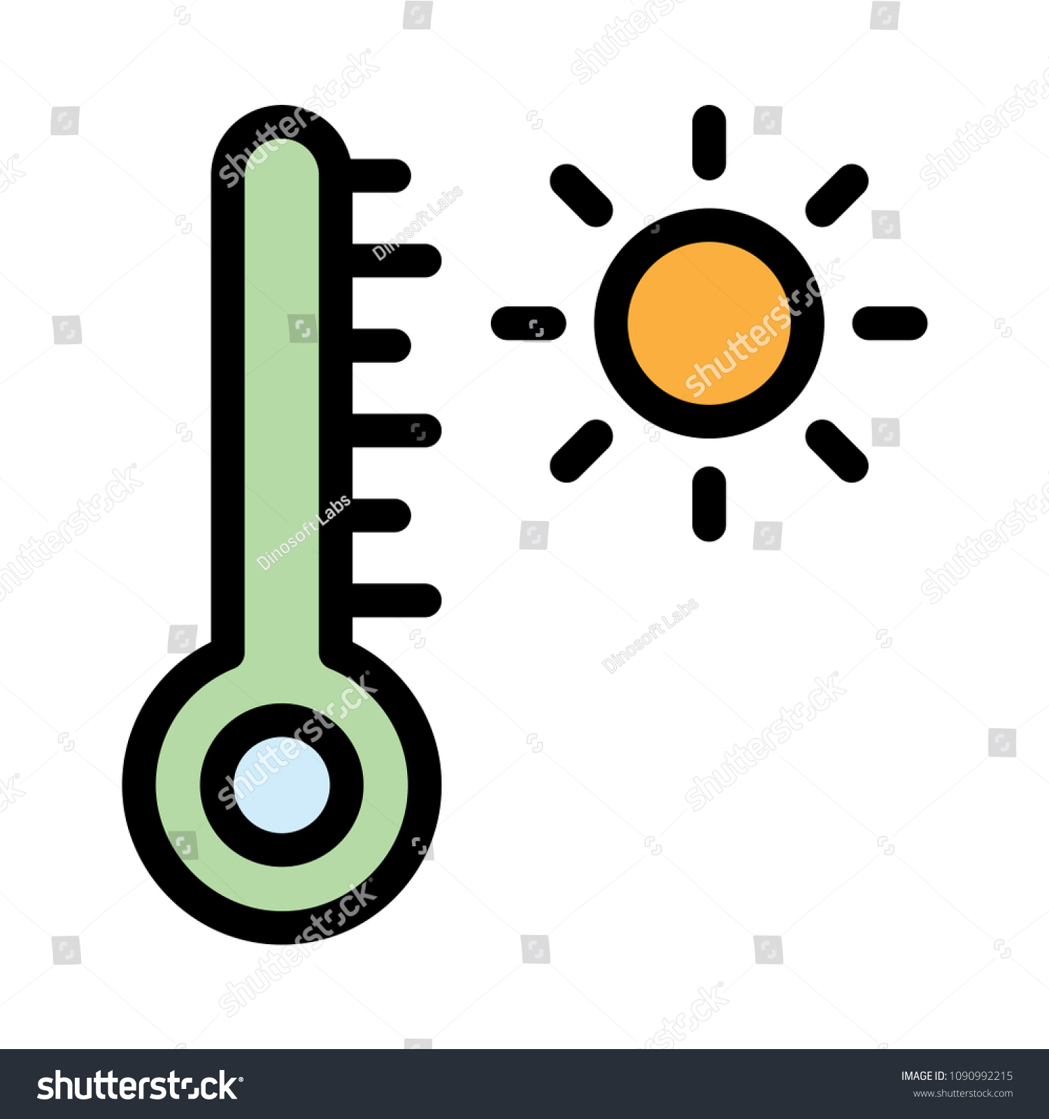 Sun Thermometer Temperature Stock Vector (Royalty Free) 1090992215