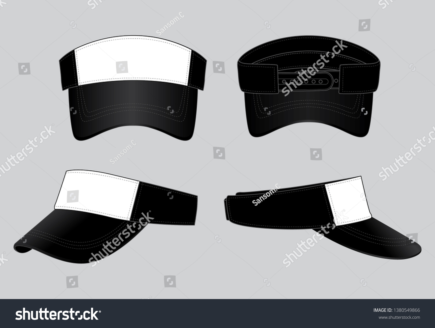 Sun Visor Cap Design White Black Stock Vector (Royalty Free) 1380549866 ...