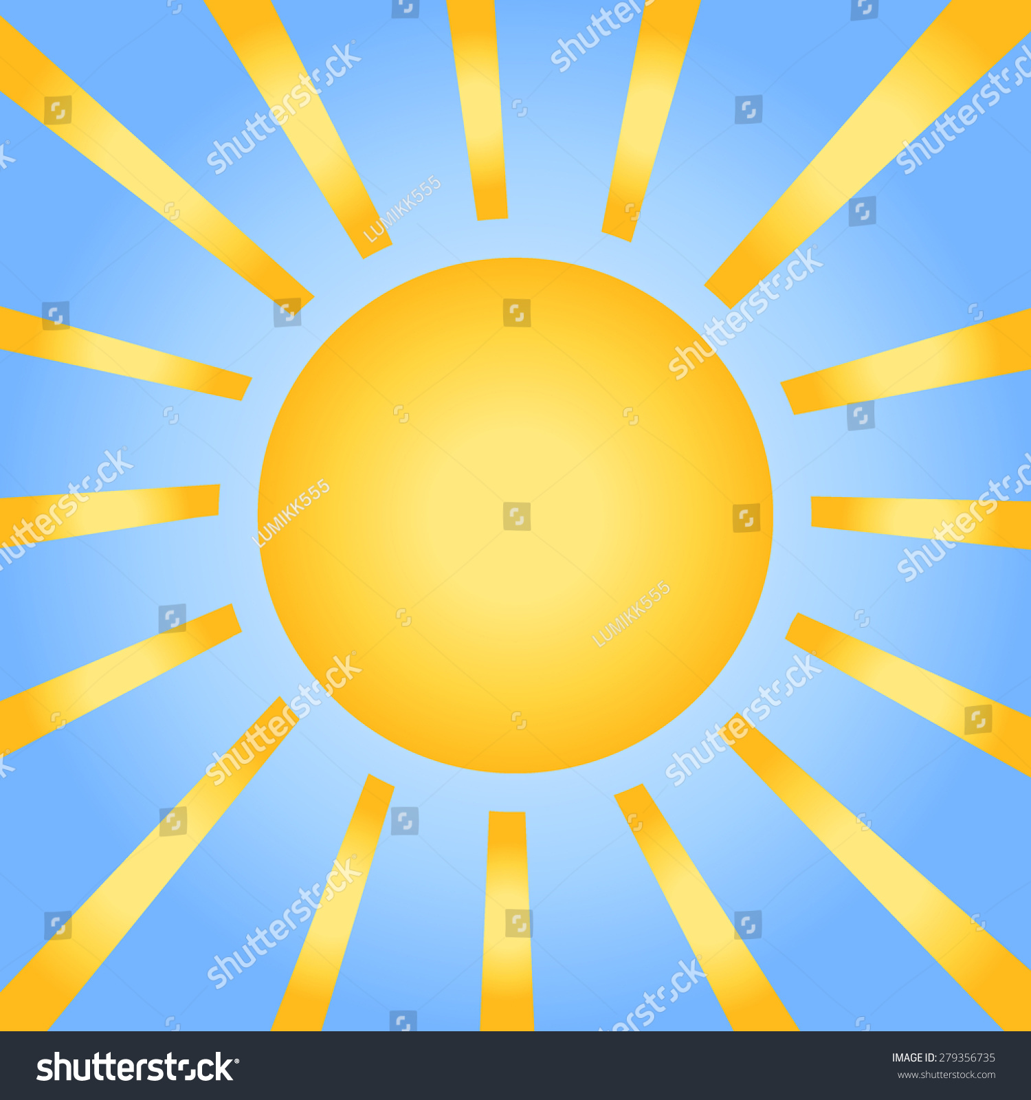 Sun Rays On Blue Sky Vector Stock Vector (Royalty Free) 279356735 ...
