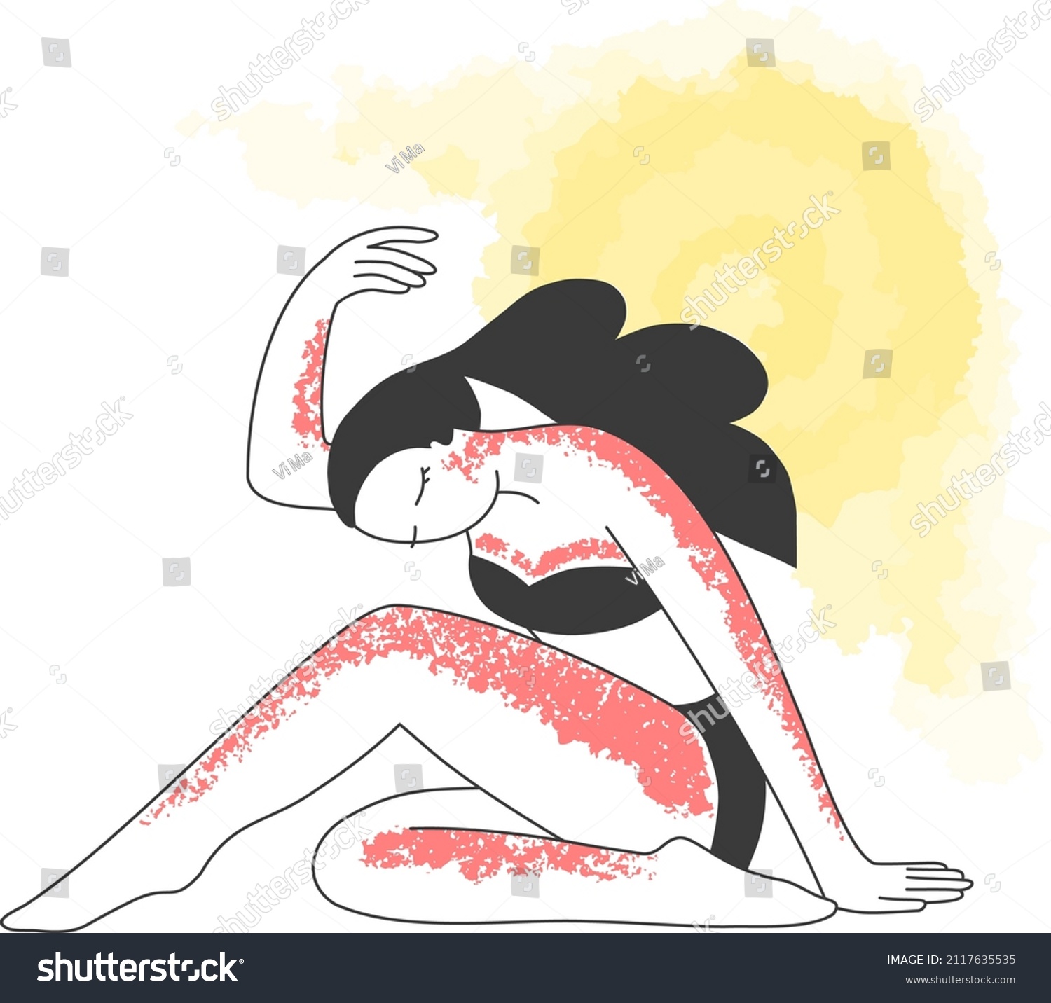 Sunburned Woman Side View Cartoon Character Stock Vector Royalty Free