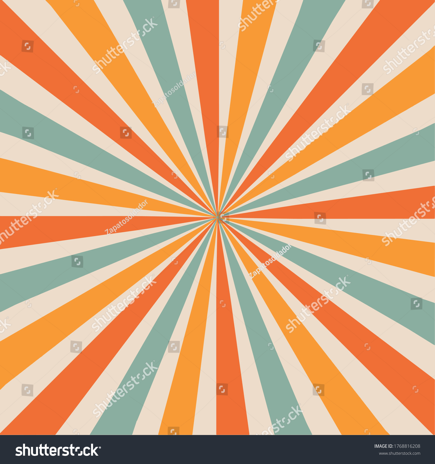Sunburst Retro 70s Vector Background Stock Vector (Royalty Free) 1768816208