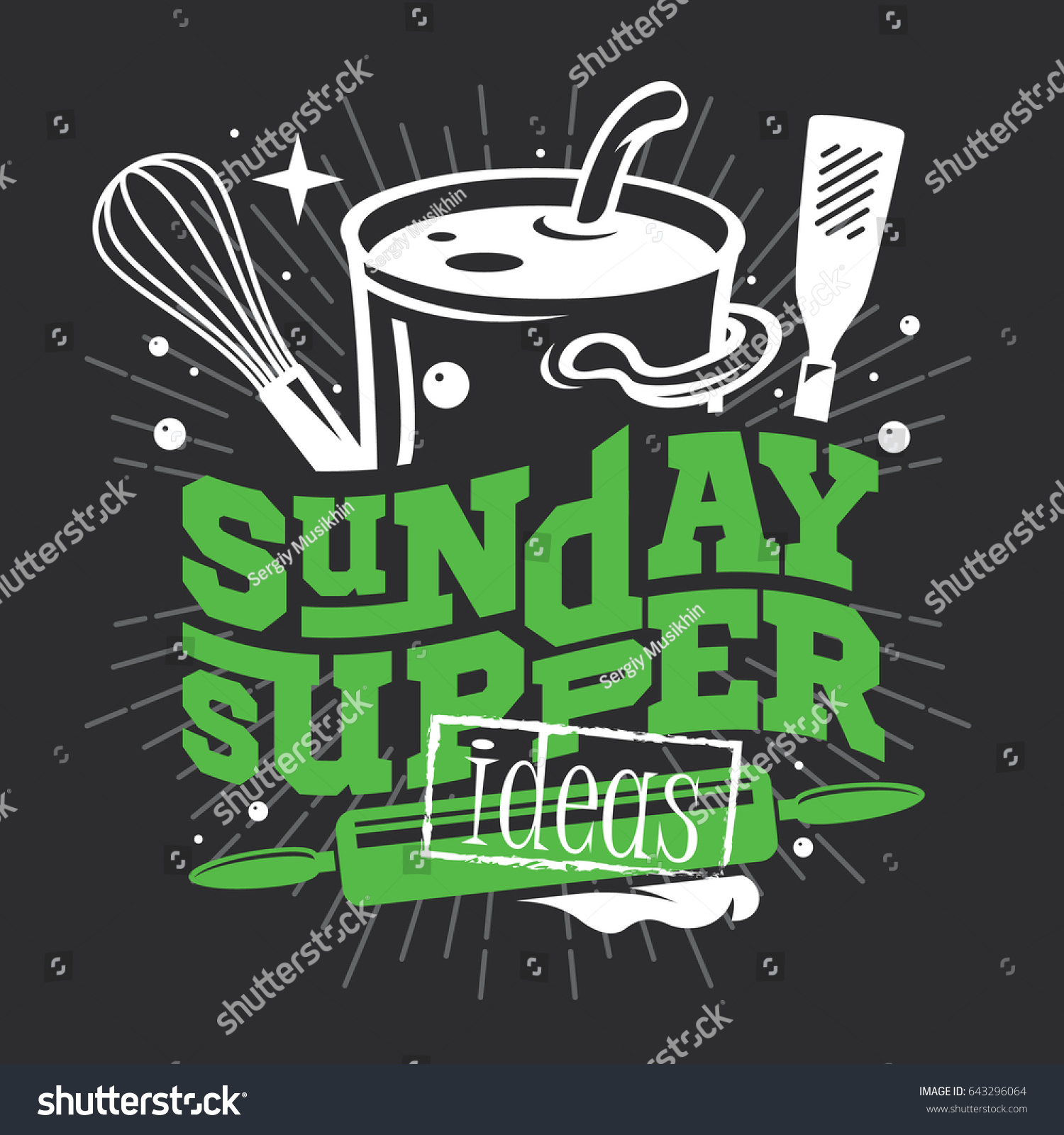 Sunday Supper Holiday Logo: เวกเตอร์สต็อก (ปลอดค่าลิขสิทธิ์) 643296064