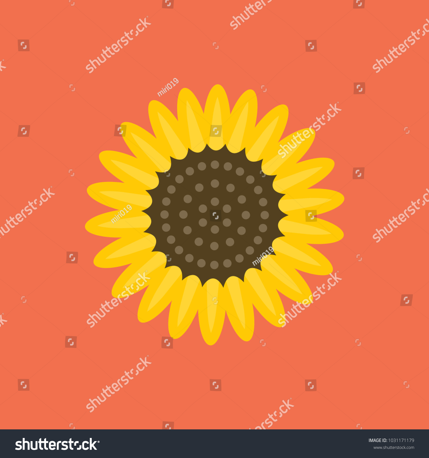 Sunflower Flat Icon Stock Vector (Royalty Free) 1031171179 | Shutterstock