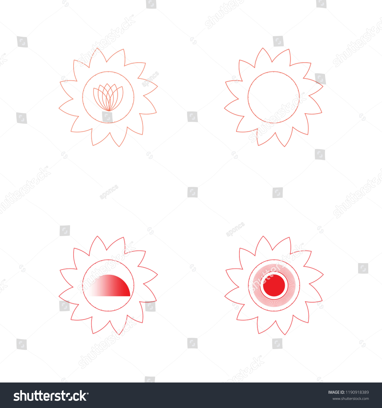 Sunflower Logos Red: vector de stock (libre de regalías) 1190918389 ...