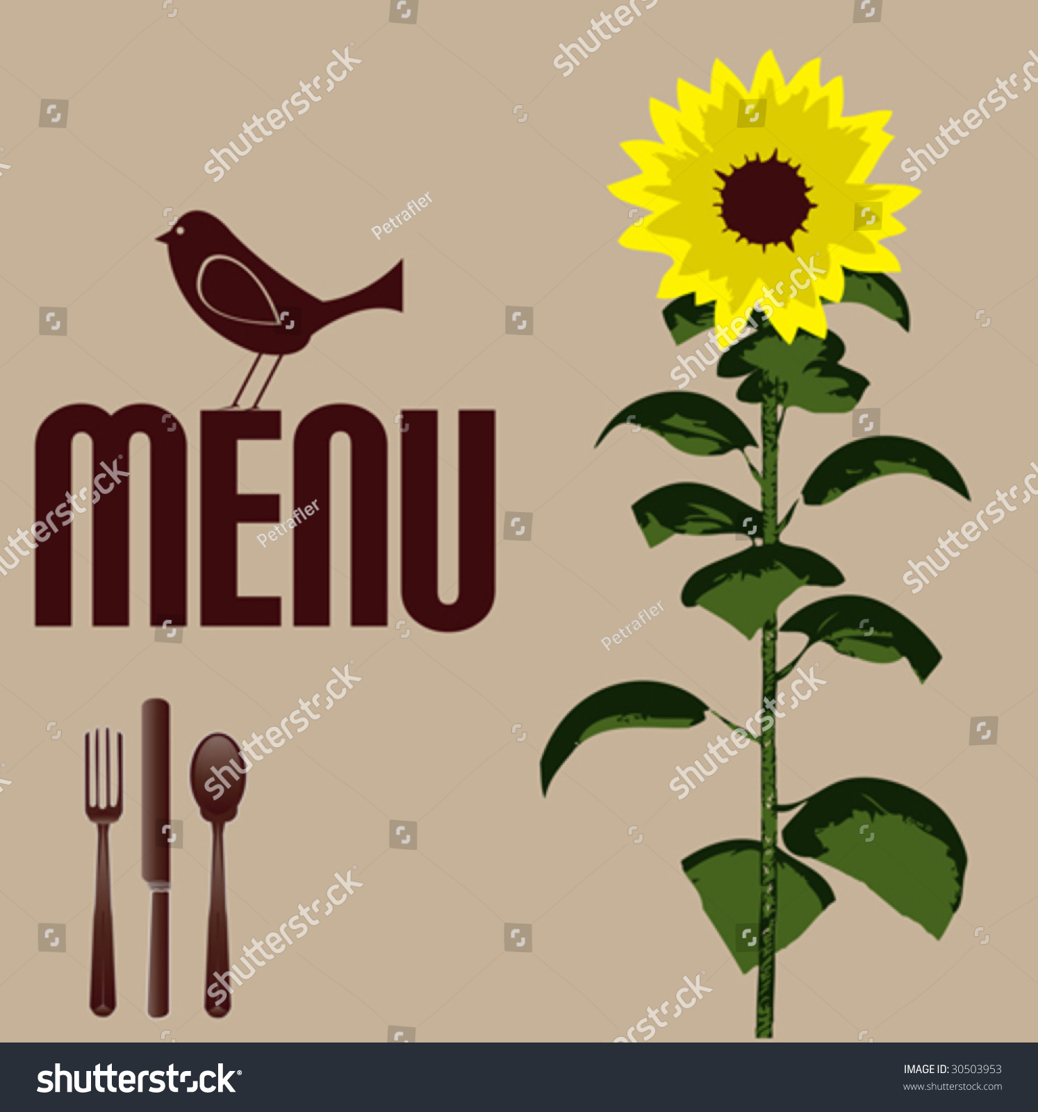 Sunflower Menu Template Stock Vector (Royalty Free) 30503953
