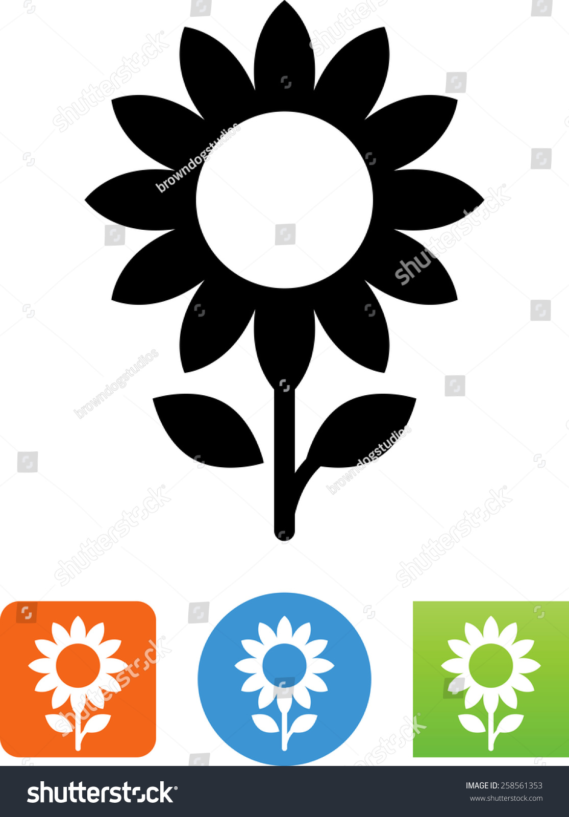 Sunflower Symbol Stock Vector (Royalty Free) 258561353 - Shutterstock