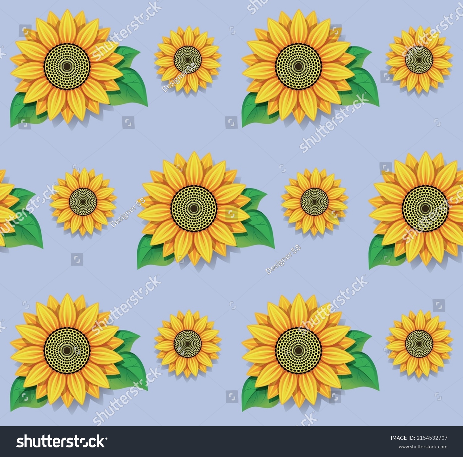 Sunflowers Leaves Seamless Vector Texture Stock Vector (Royalty Free ...