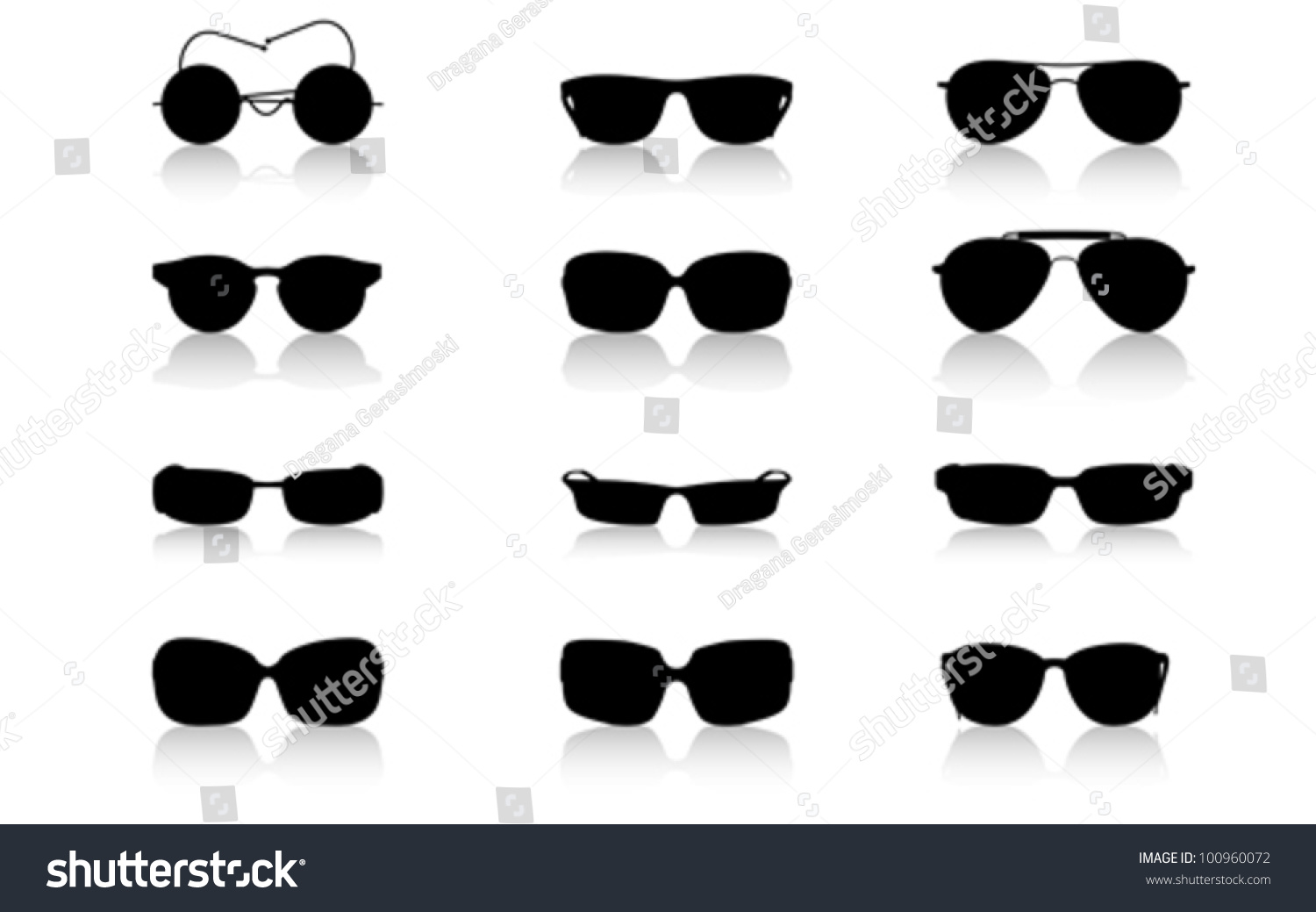 Sunglass Frame Set Isolated On White Stock Vector (Royalty Free) 100960072