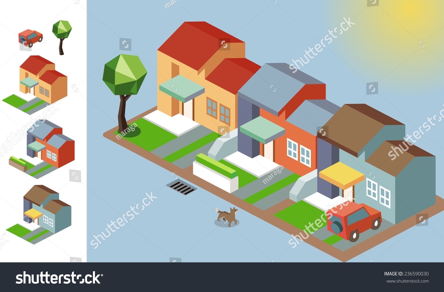 Sunny Isometric Environment Vector Illustration Stock Vector (Royalty ...