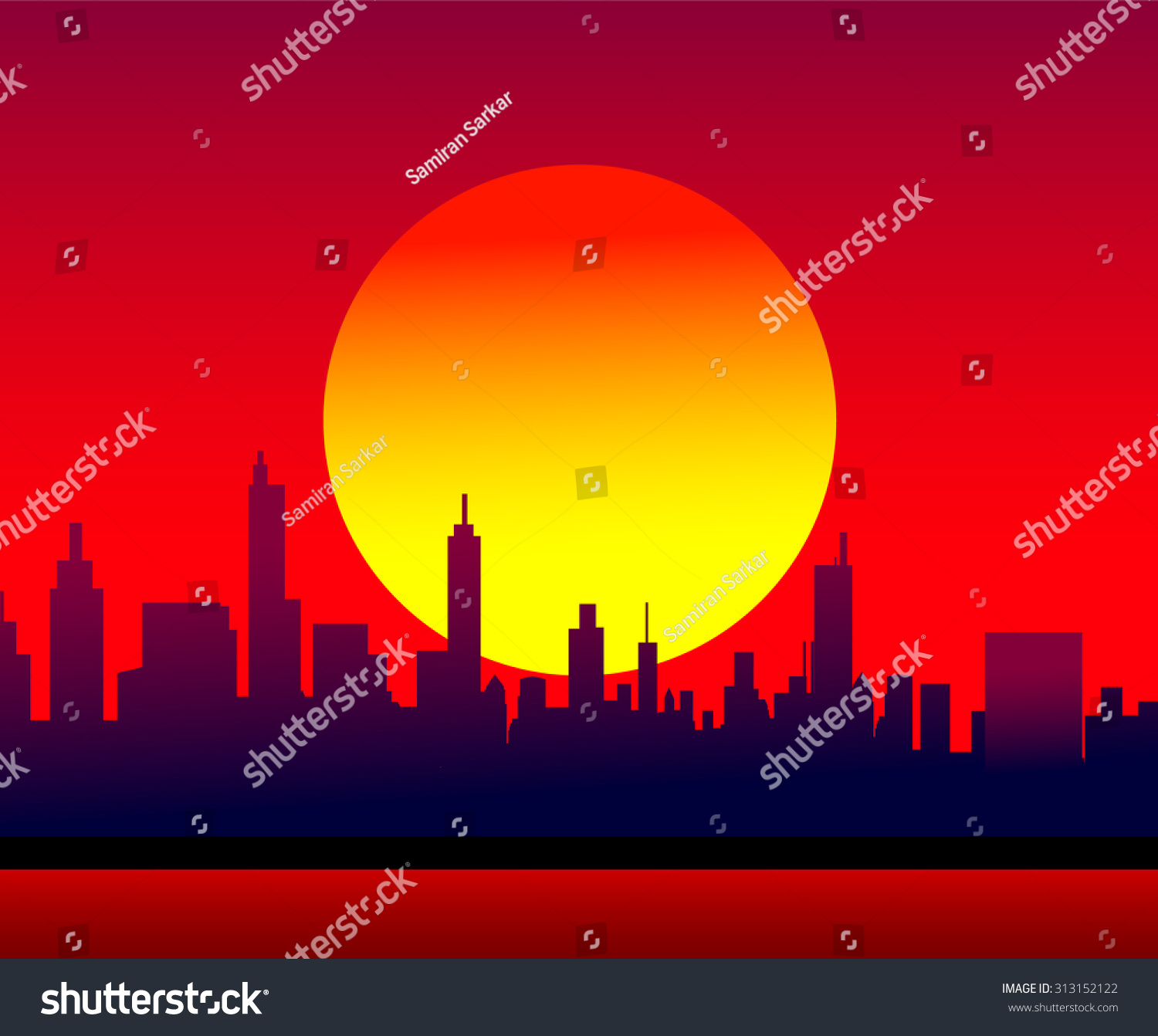 Sunset Cityscape Stock Vector (Royalty Free) 313152122 | Shutterstock