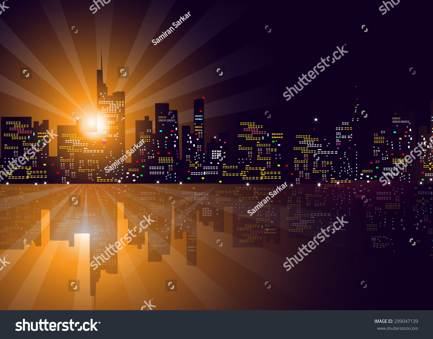 Sunset Evening City Stock Vector (Royalty Free) 299047139 | Shutterstock