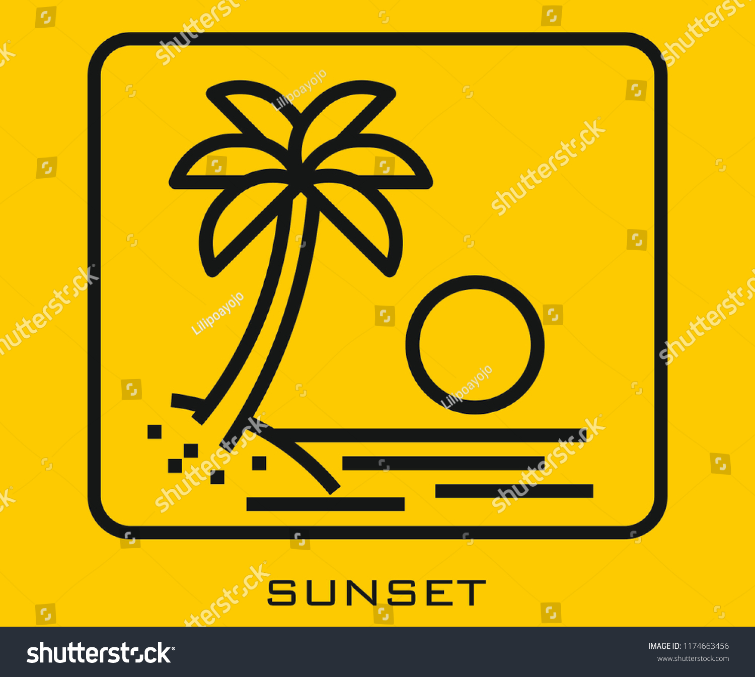 Sunset Icon Signs Stock Vector (Royalty Free) 1174663456