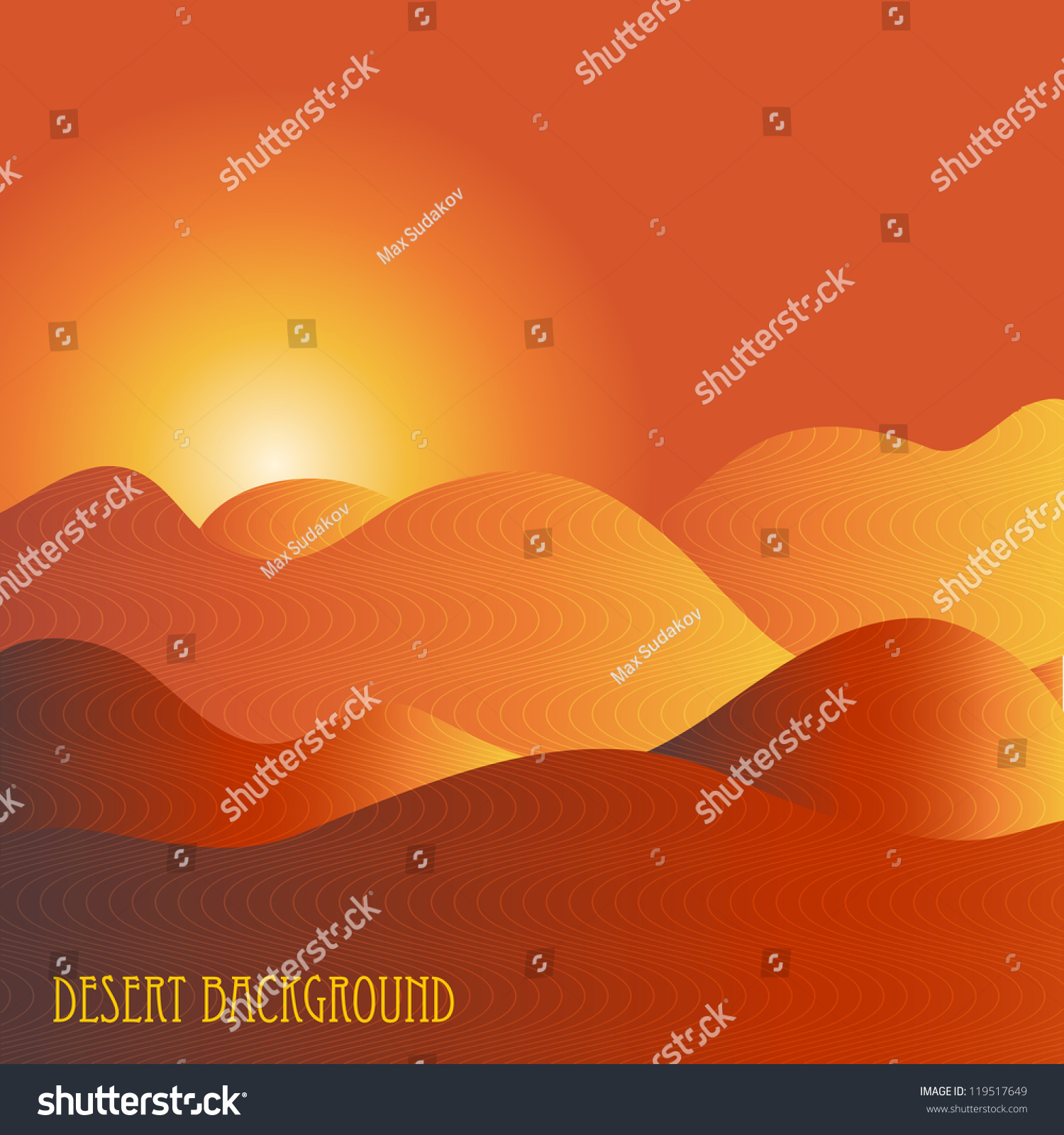 Sunset Desert Vector Background Eps 10 Stock Vector (Royalty Free ...