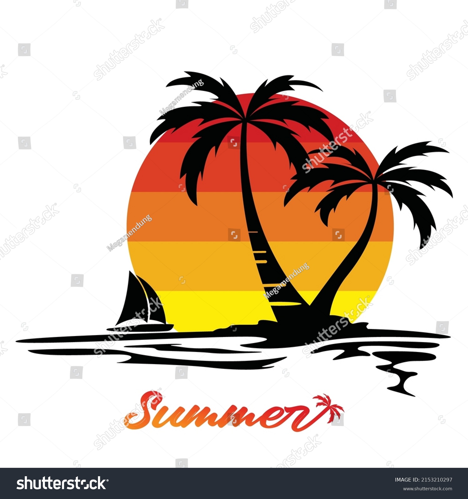 Sunset Logo Two Coconuts Vector Design Stock Vector (Royalty Free ...