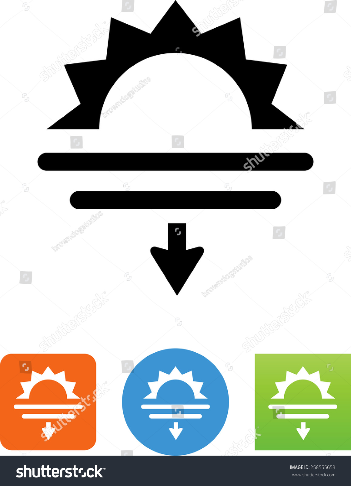 Sunset Sundown Icon Stock Vector (Royalty Free) 258555653 | Shutterstock