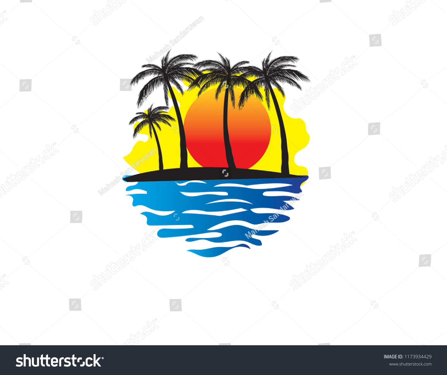 Sunset Vector Art Illustration Logo Stock Vector (Royalty Free ...