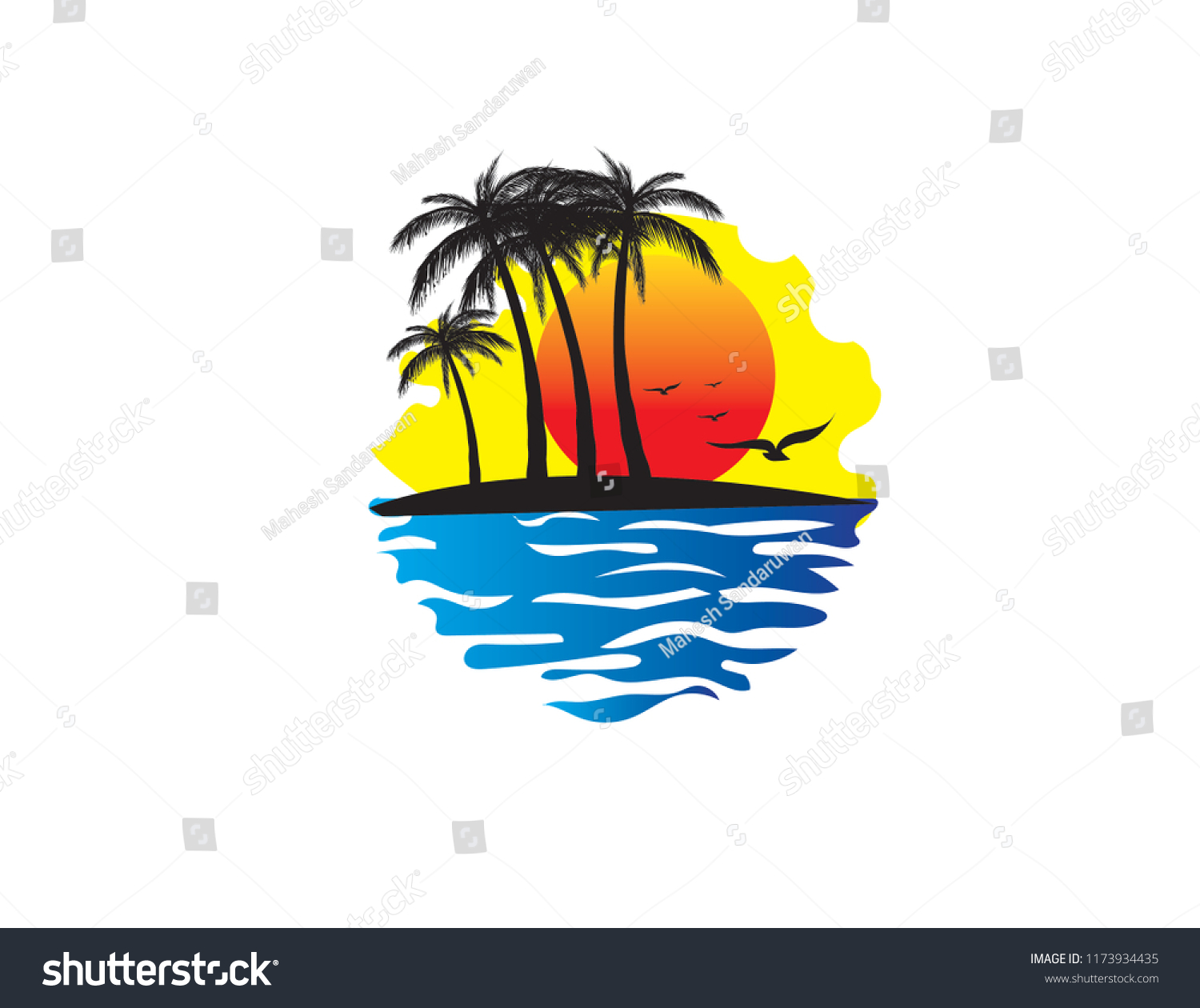 Sunset Vector Art Illustration Logo Stock Vector (Royalty Free) 1173934435
