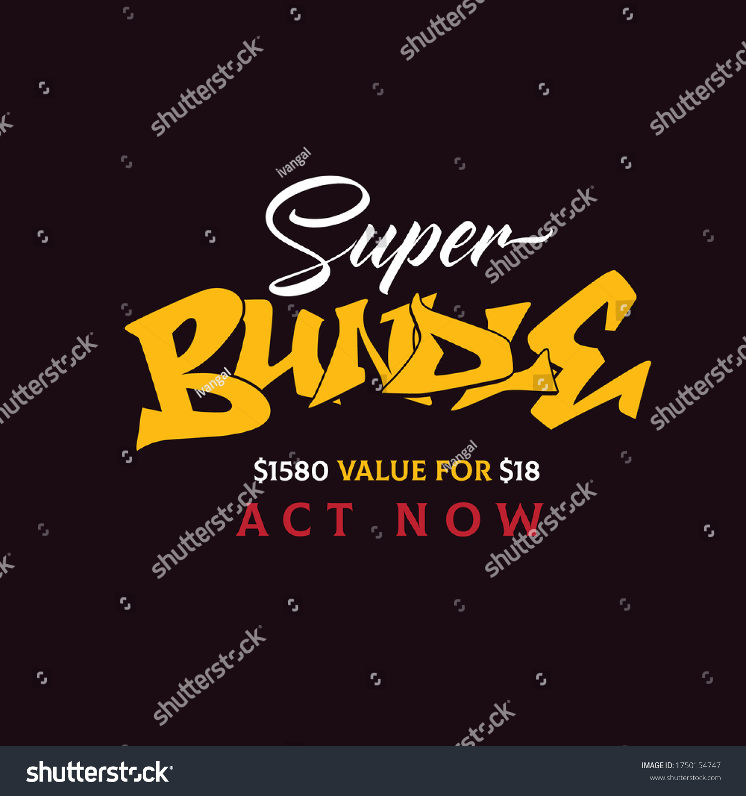 Super Bundle Promotional Lettering Template Stock Vector (Royalty Free ...