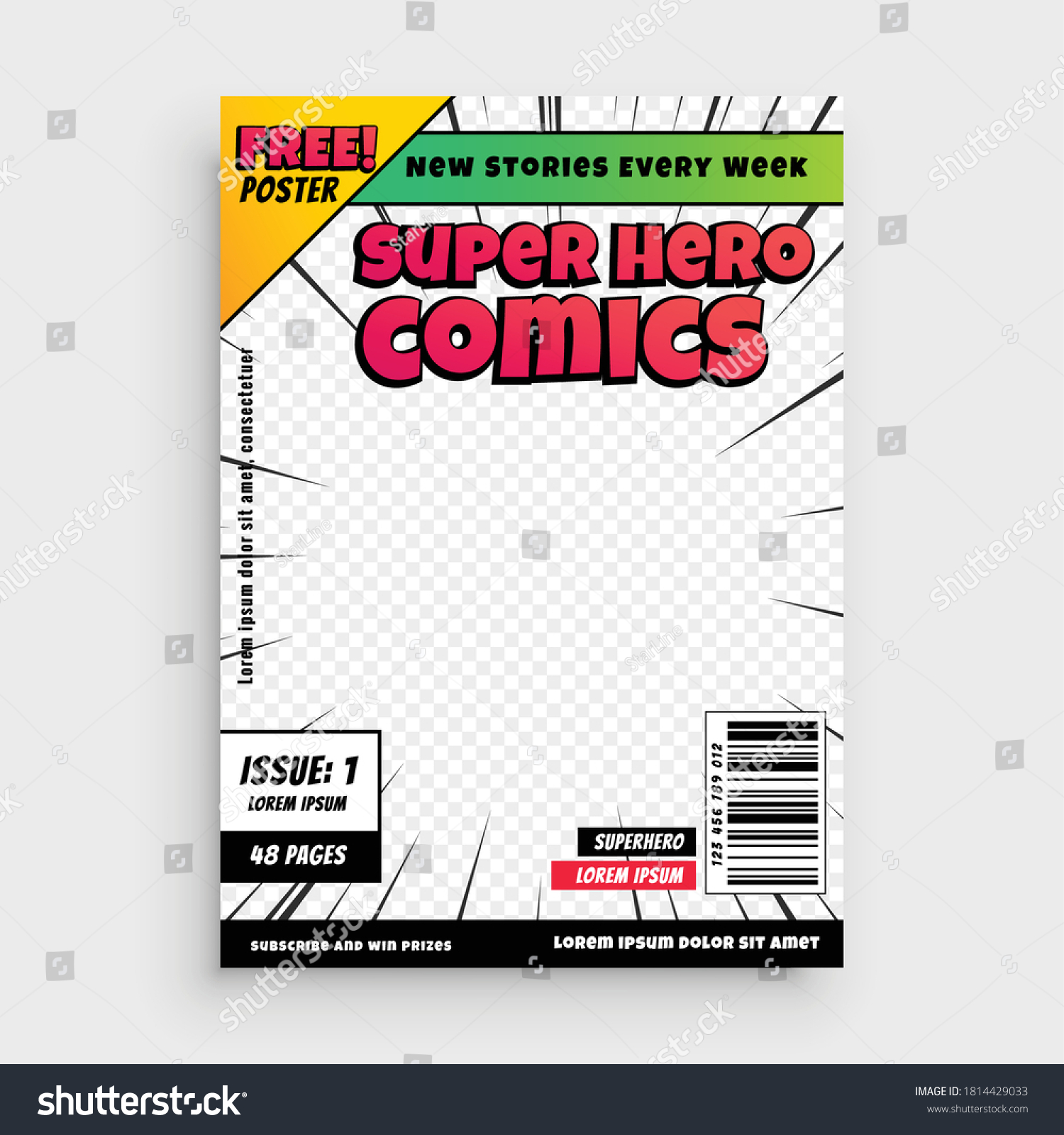 Vektor Stok Super Comics Cover Page Template Design (Tanpa Royalti ...
