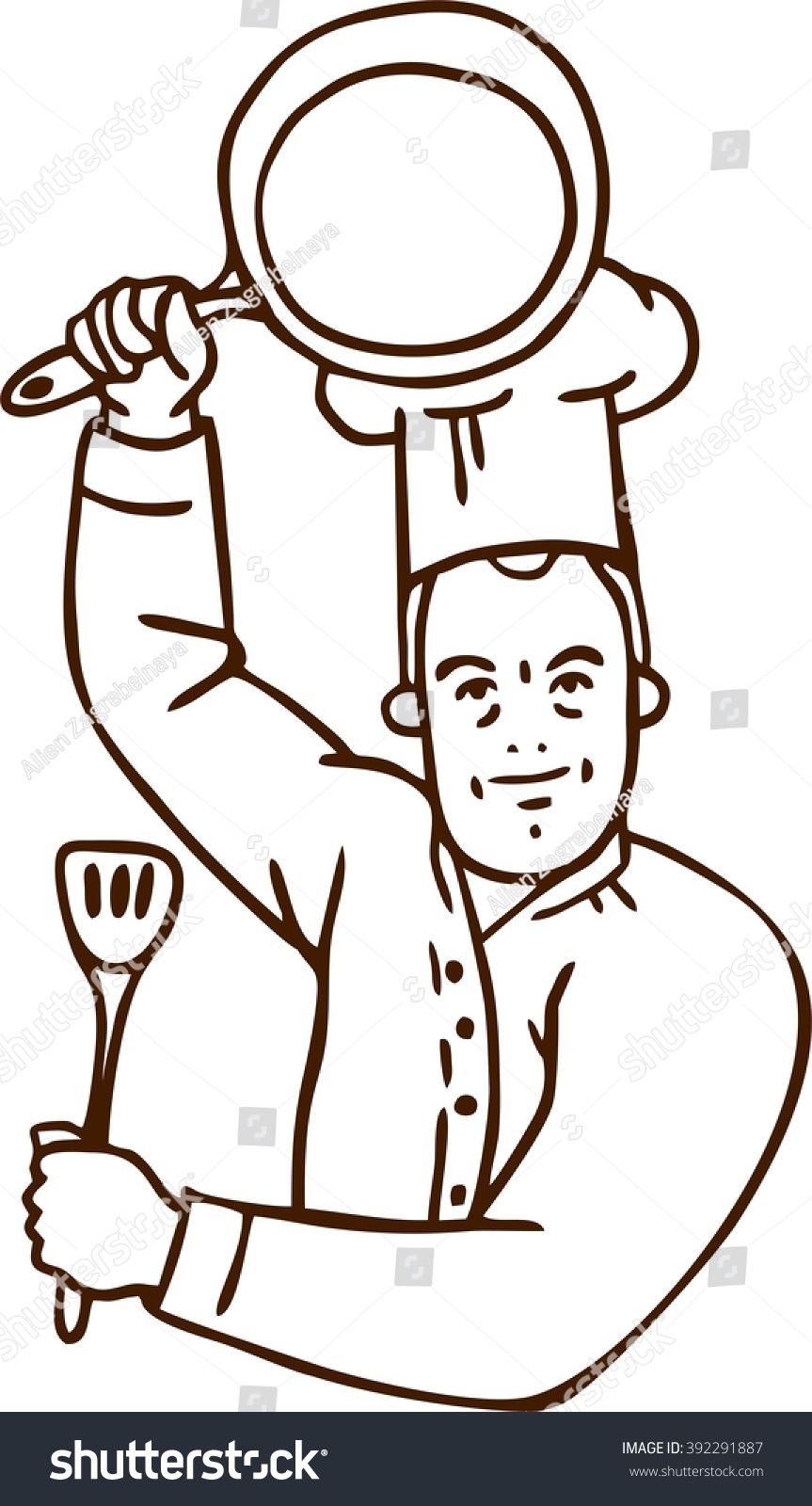 Super Cook Comical Line Drawing Stock Vector (Royalty Free) 392291887 ...