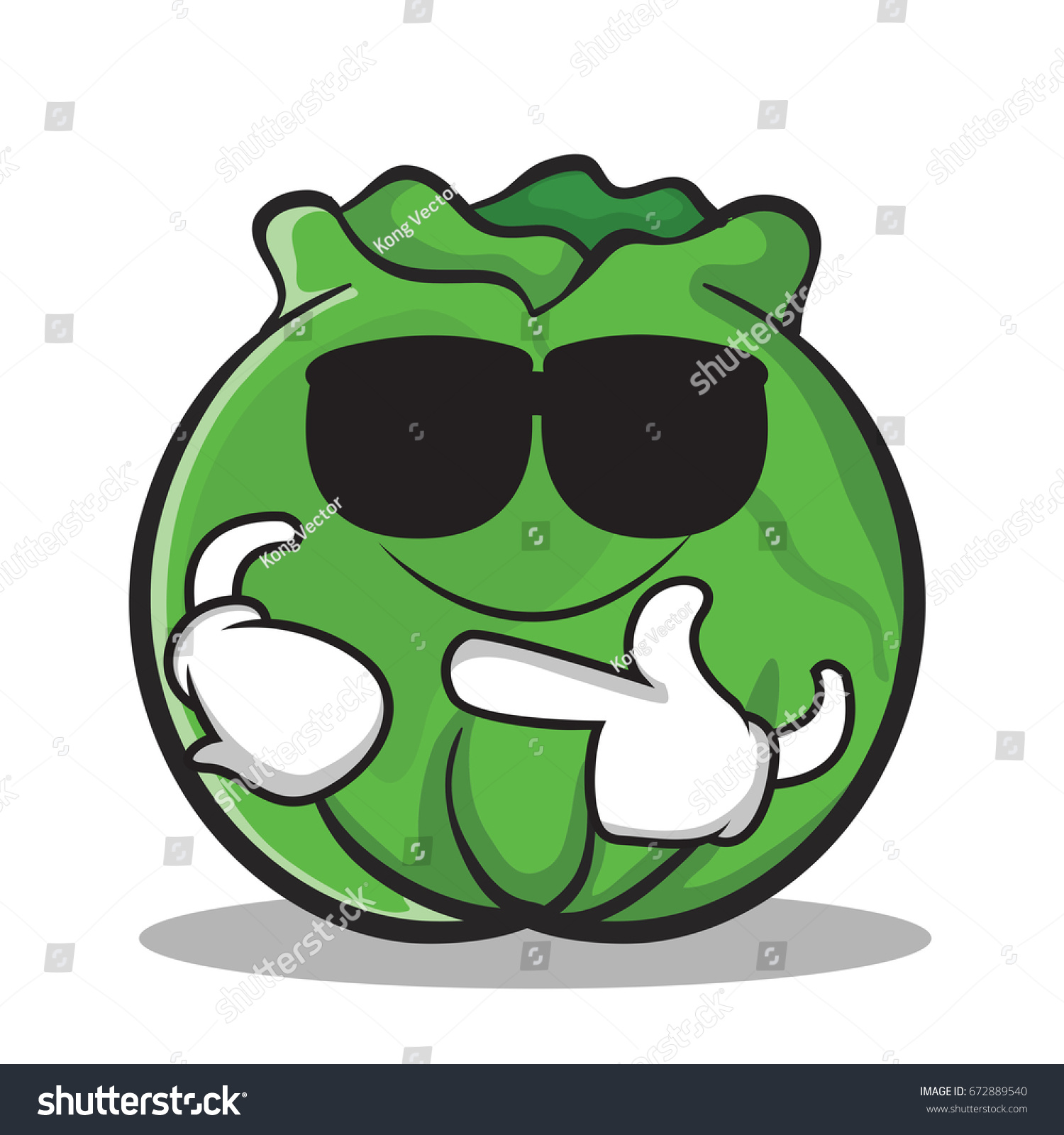 Super Cool Cabbage Cartoon Character Style Stock Vector (Royalty Free ...