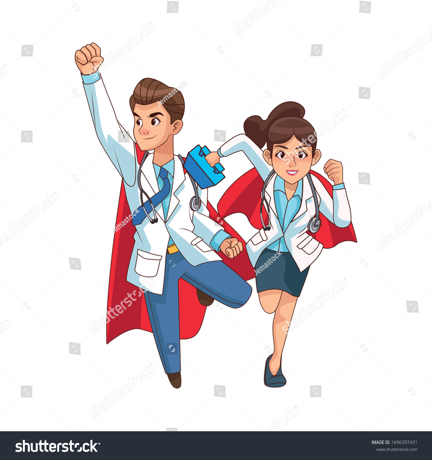 Super Doctors Couple Comic Characters Vector: Vector có sẵn (miễn phí ...